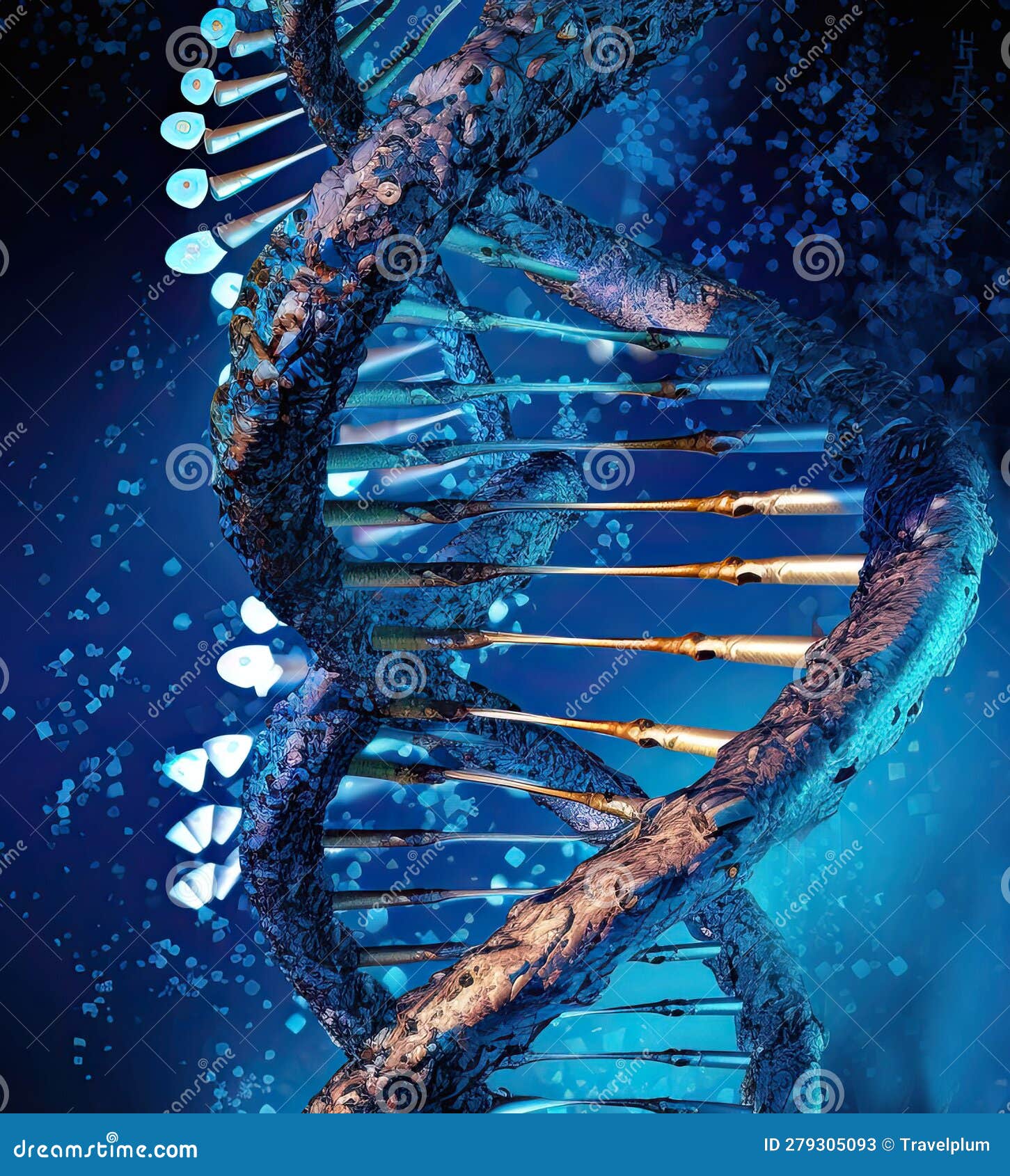 Human DNA Structure with Blue Helix Stock Illustration - Illustration ...