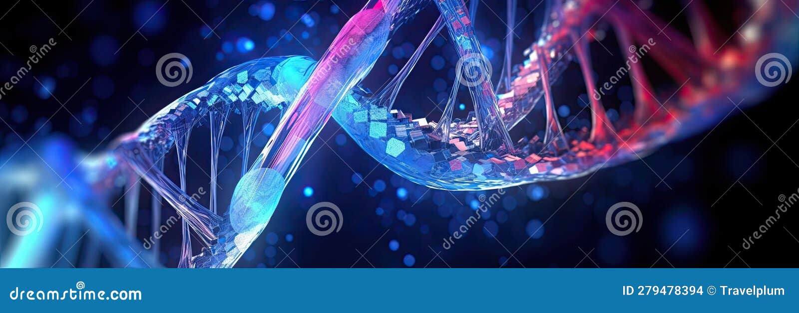Blue DNA Helix Realistic Model Genome Molecule Educative Material ...