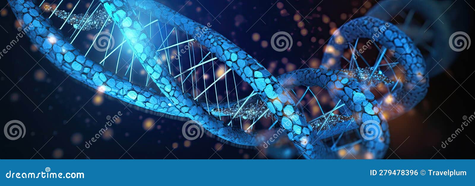 Blue DNA Helix Realistic Model Genome Molecule Educative Material ...