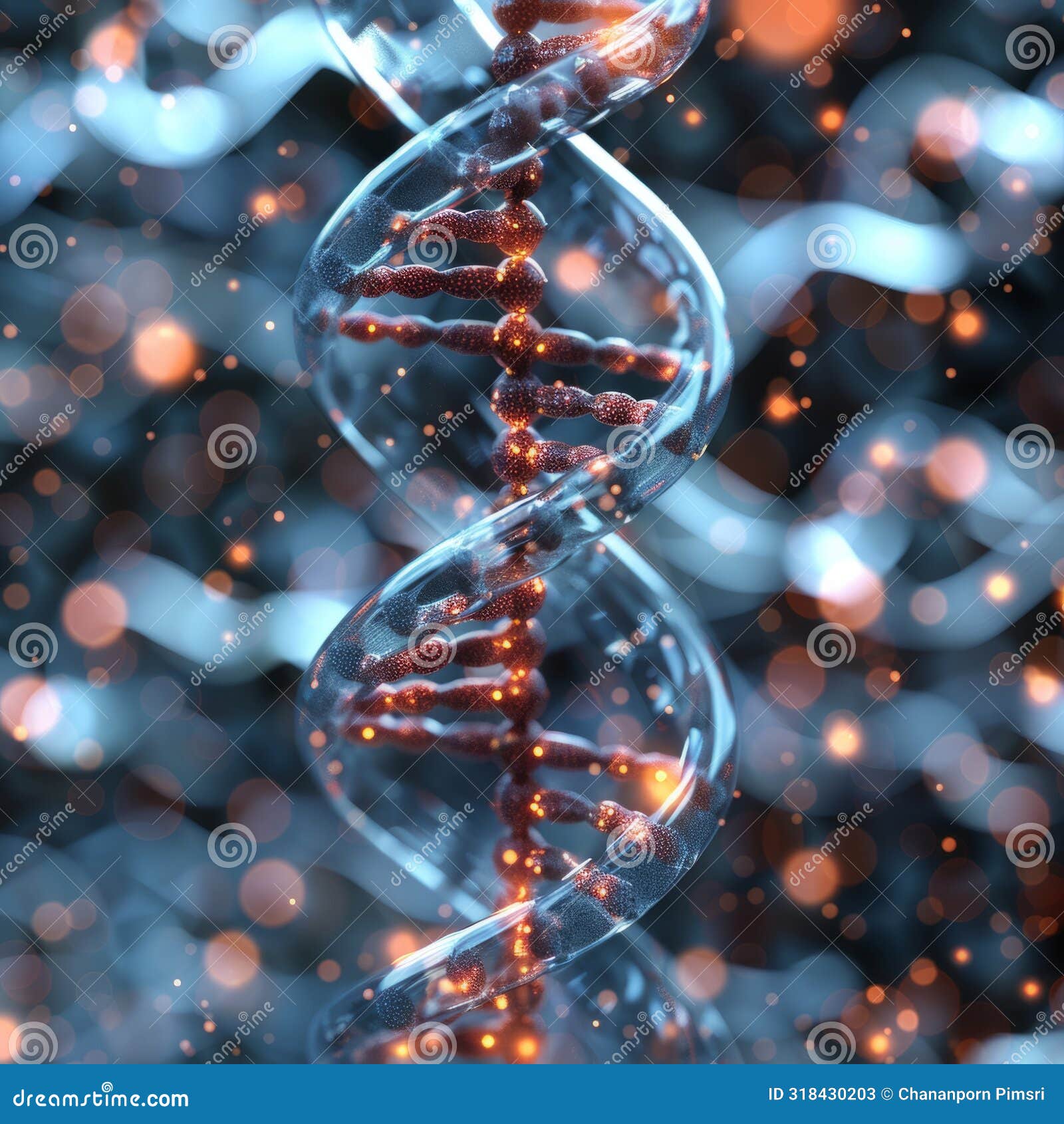 Human Dna Structure With Glass Helix Deoxyribonucleic Acid On ...