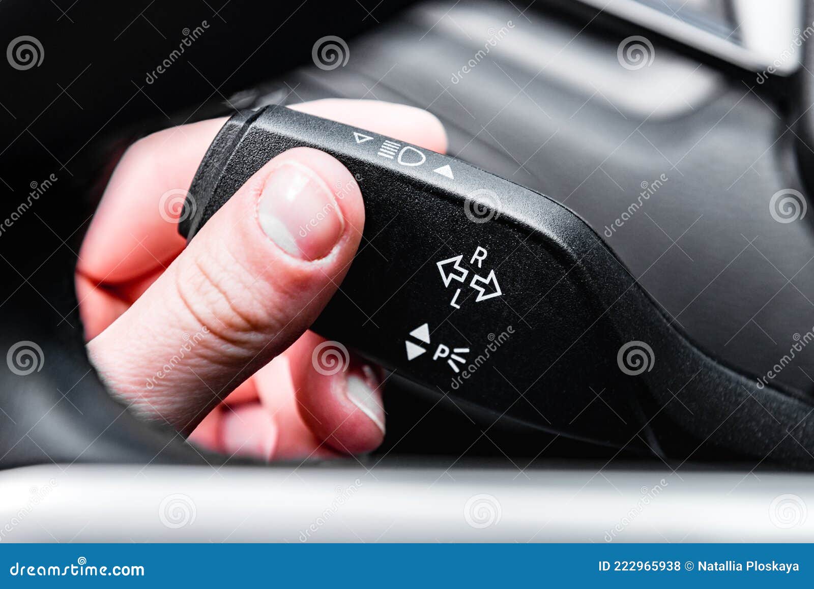 Human Driving Car and Using Turn Signal Switch. Stock Photo - Image of ...