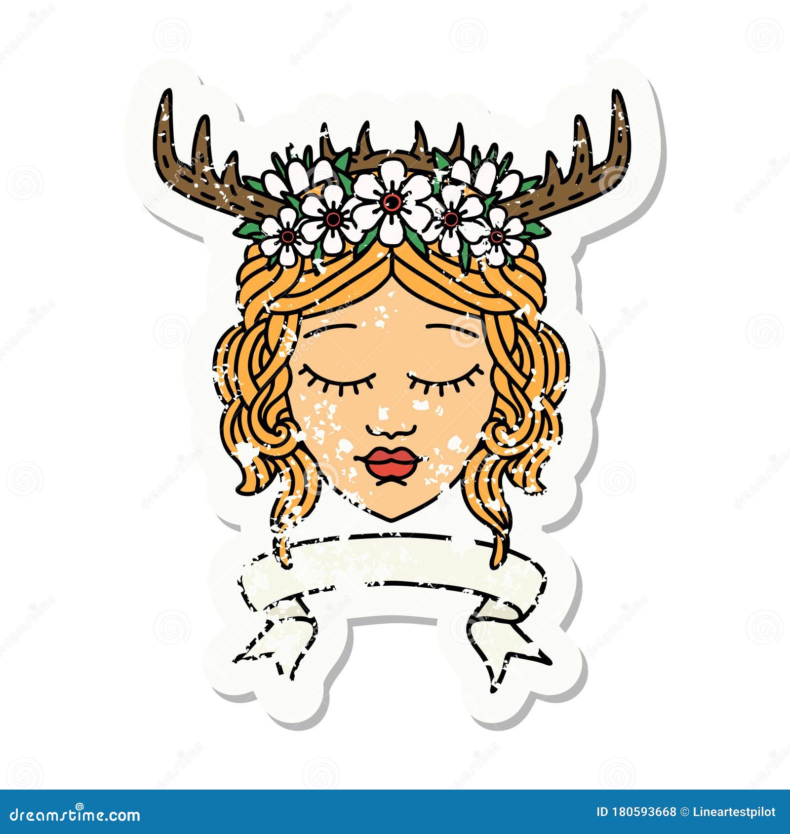 Human Druid Character with Banner Grunge Sticker Stock Vector ...