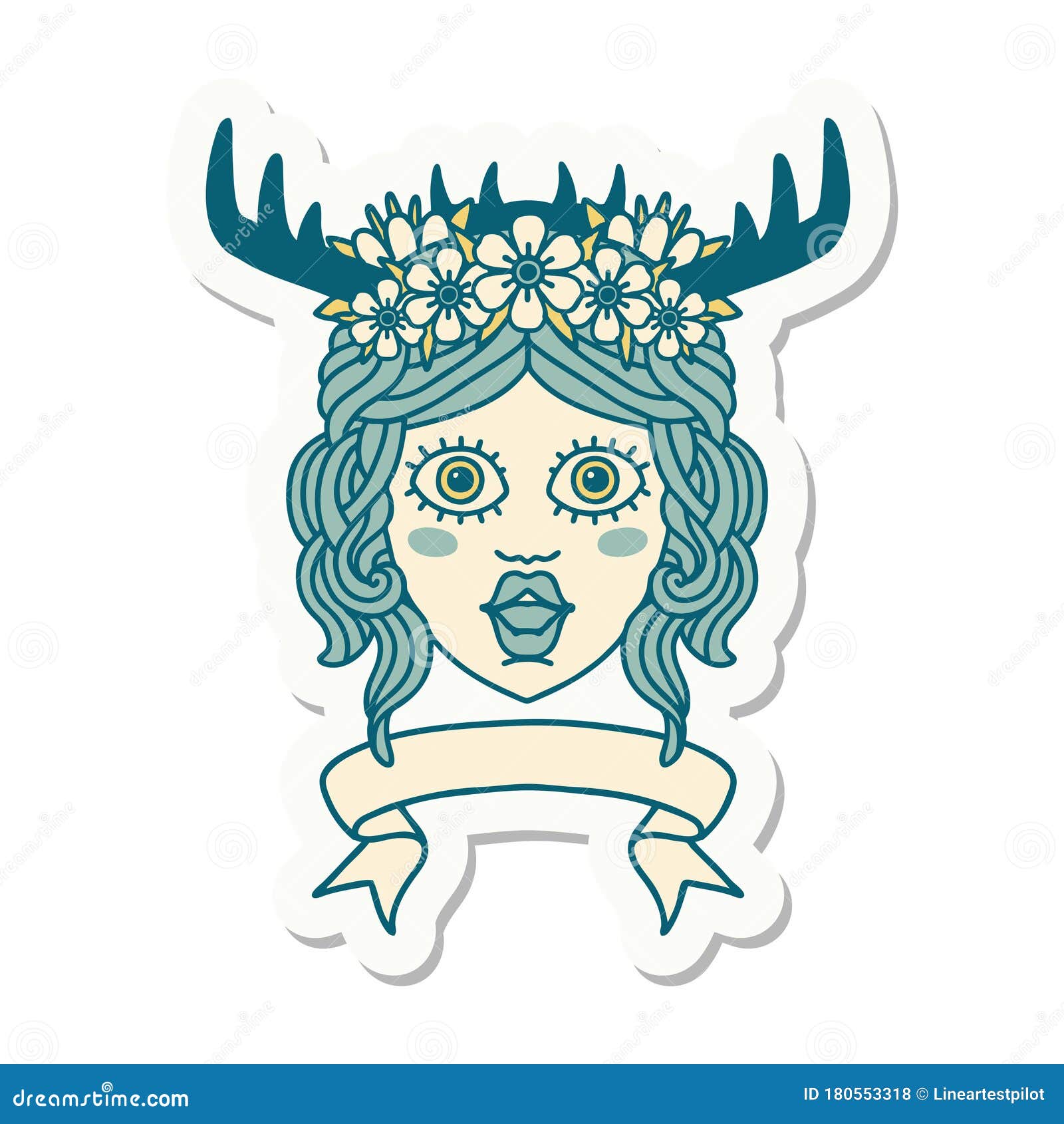 Human Druid Character with Banner Sticker Stock Vector - Illustration ...