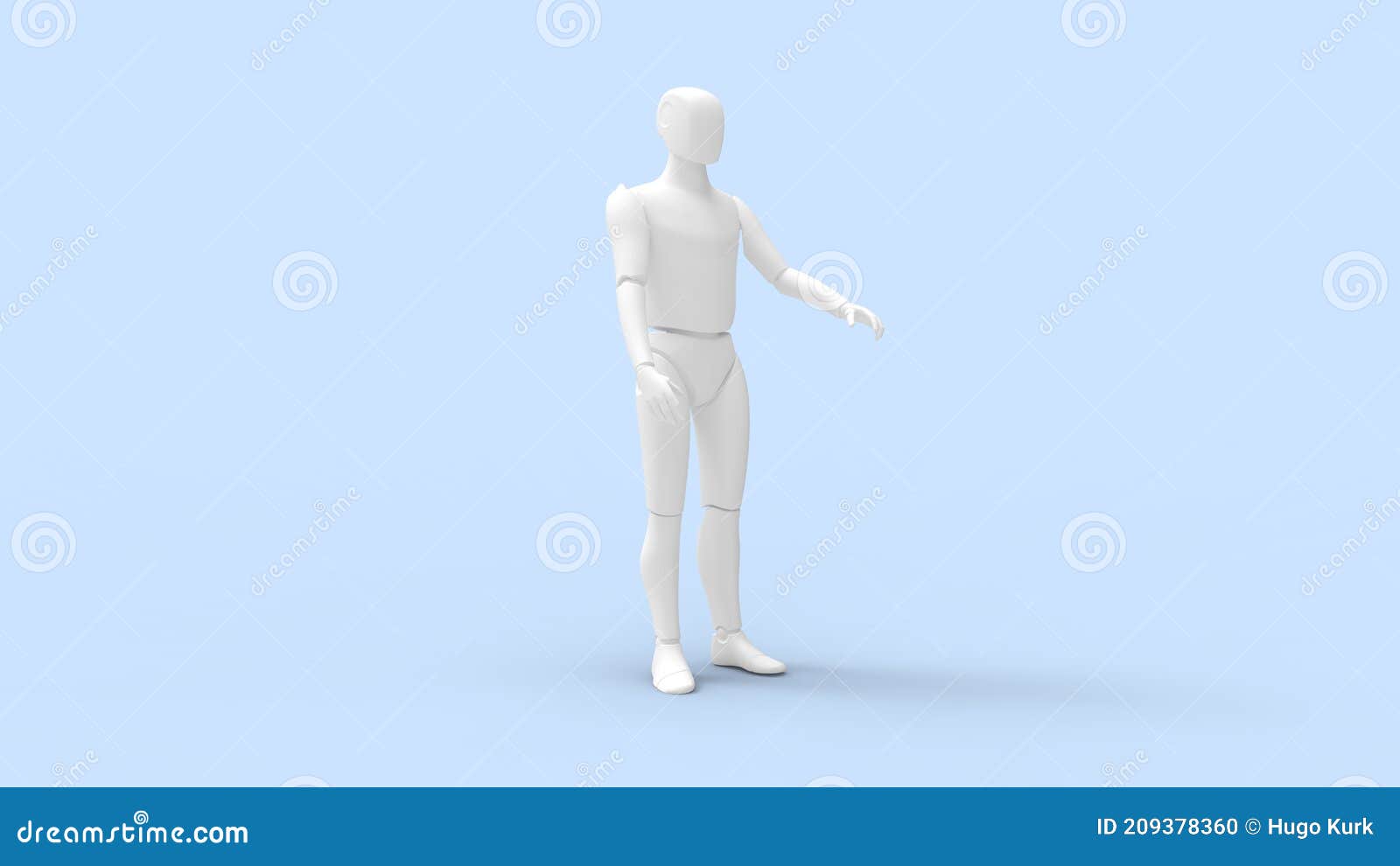 Human Dummy Robot AI Model Isolated in Light Blue Studio Background ...