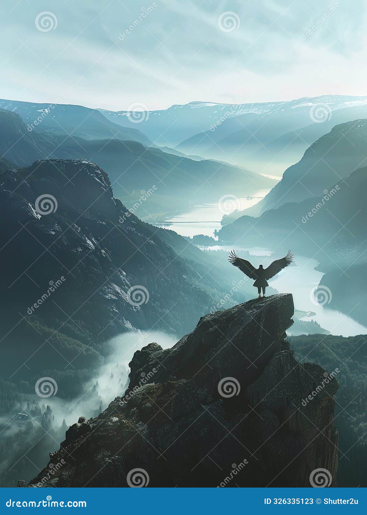 A Human with Eagle Eyes Overseeing a Vast Landscape Symbolizing Sharp ...