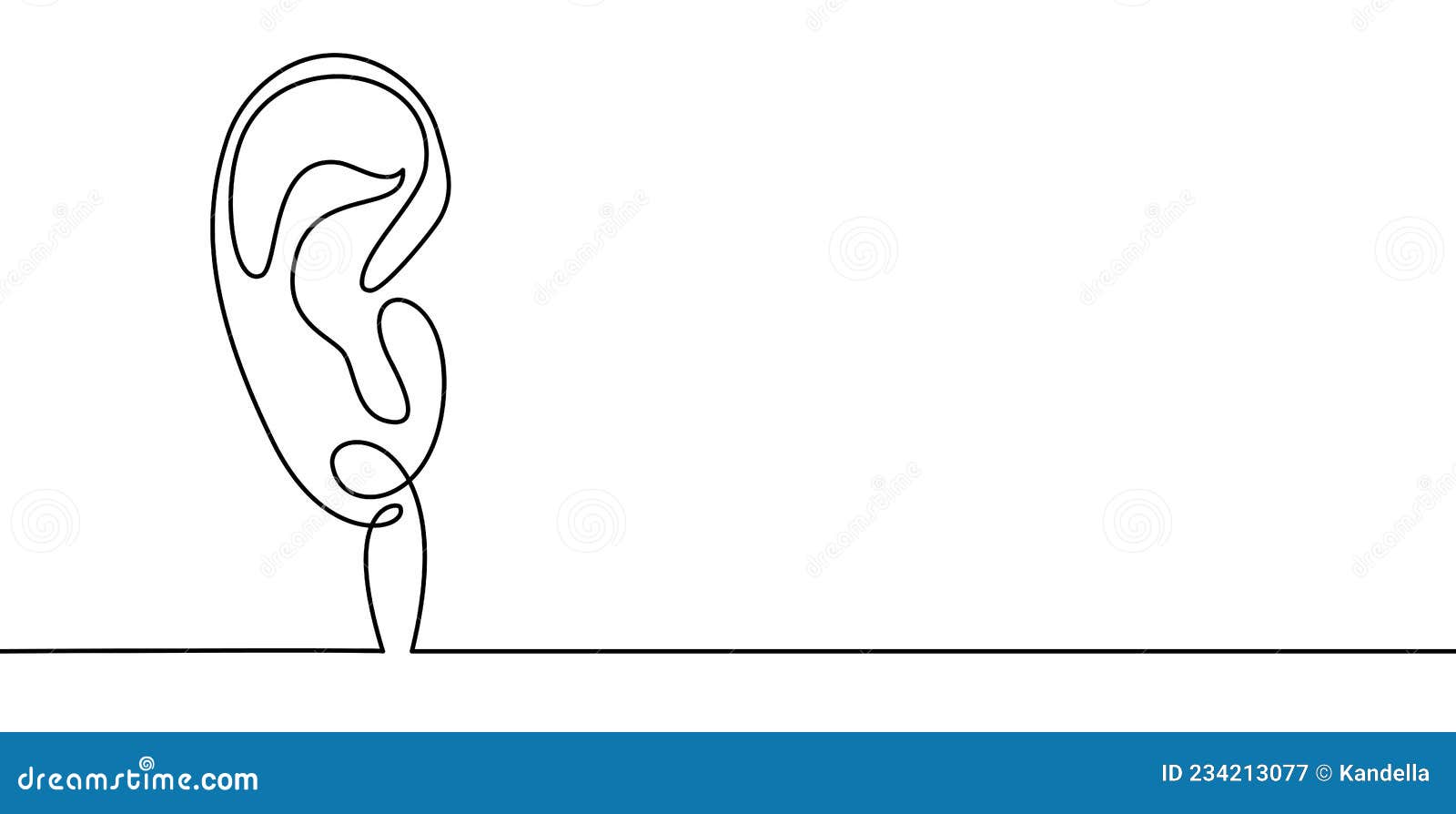 Human Ear Continuous One Line Drawing. Stock Vector - Illustration of ...