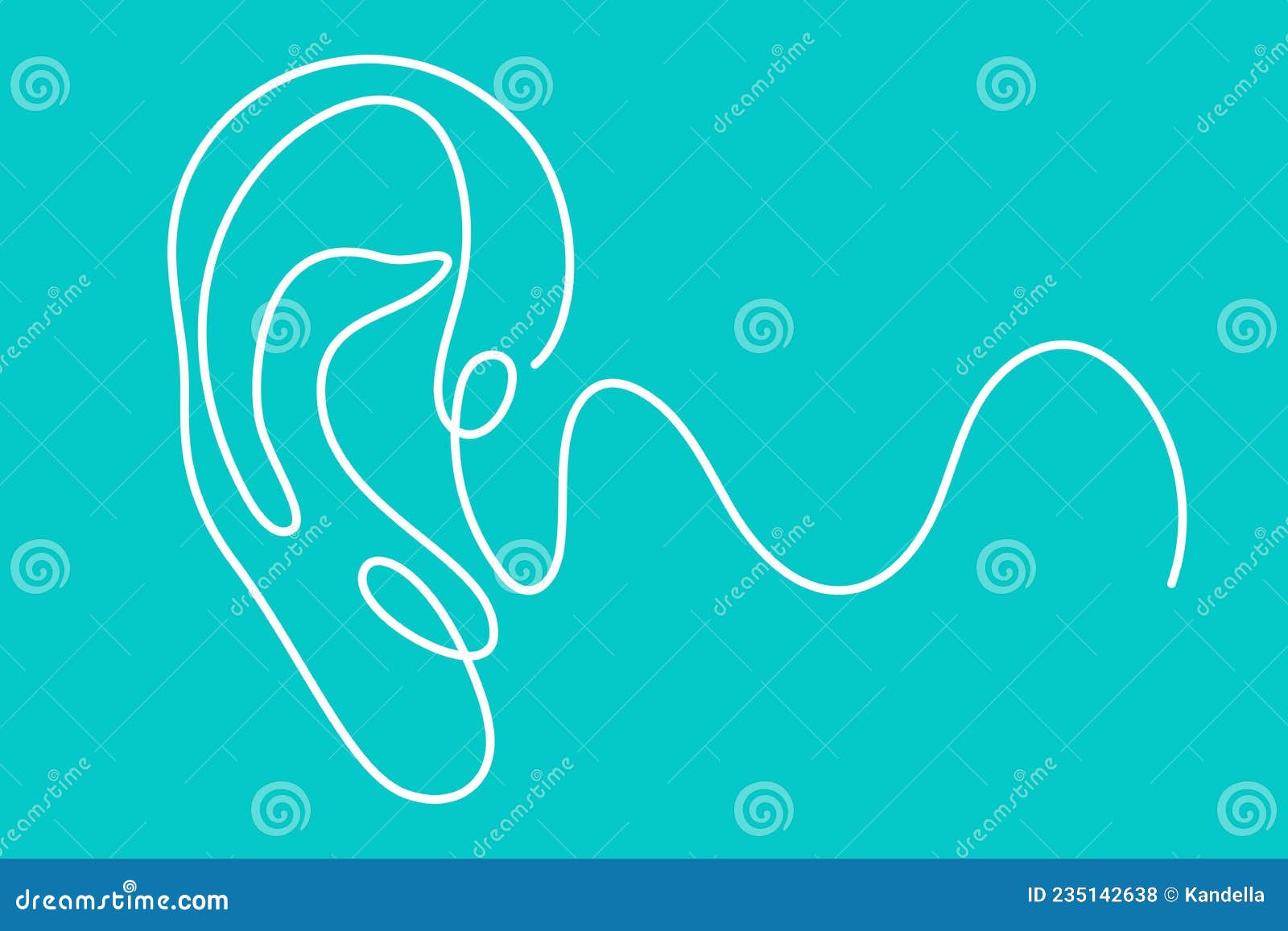 Human Ear Continuous One Line Drawing. Stock Vector - Illustration of ...