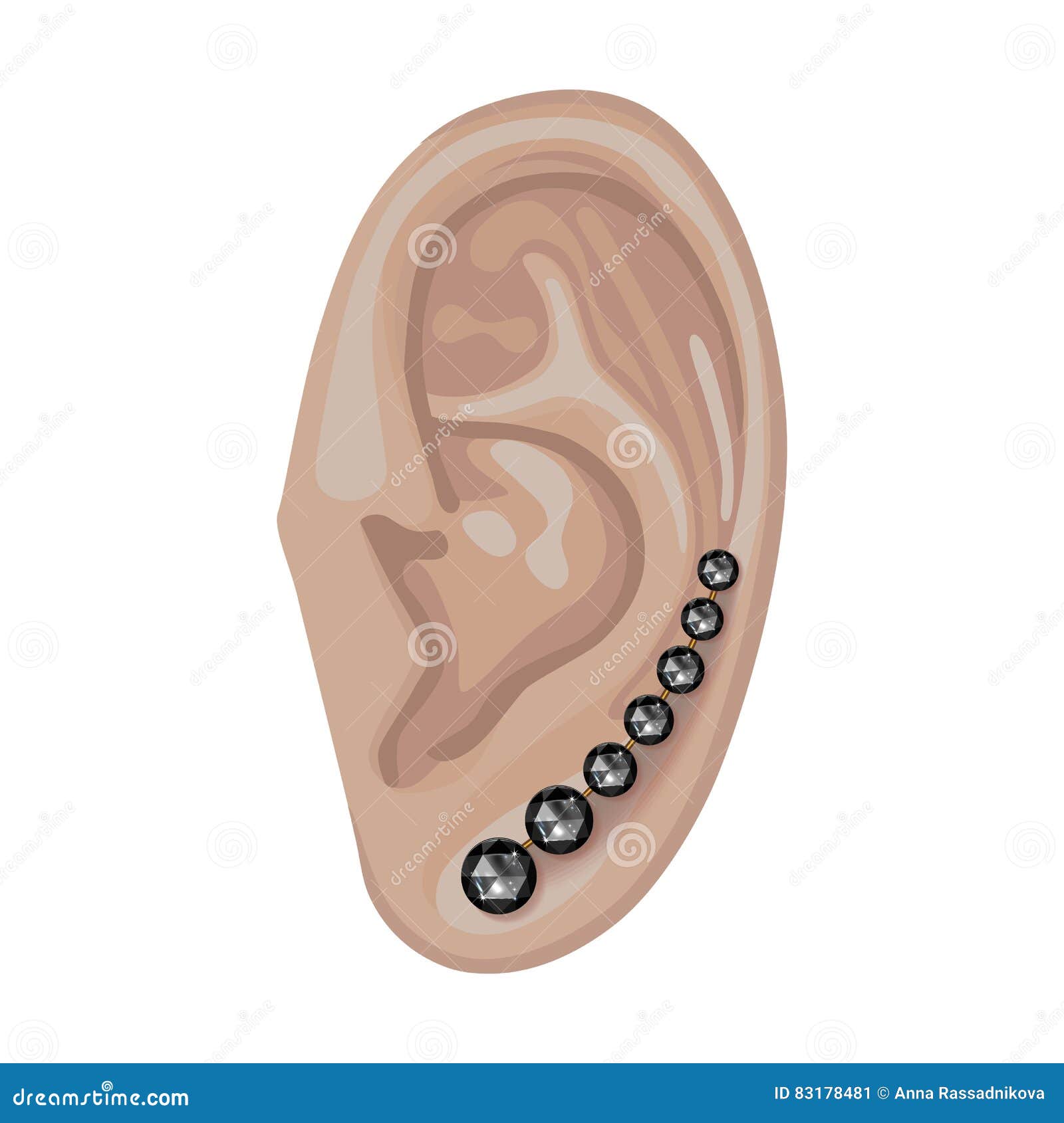 Human ear & earring stock vector. Illustration of human - 83178481