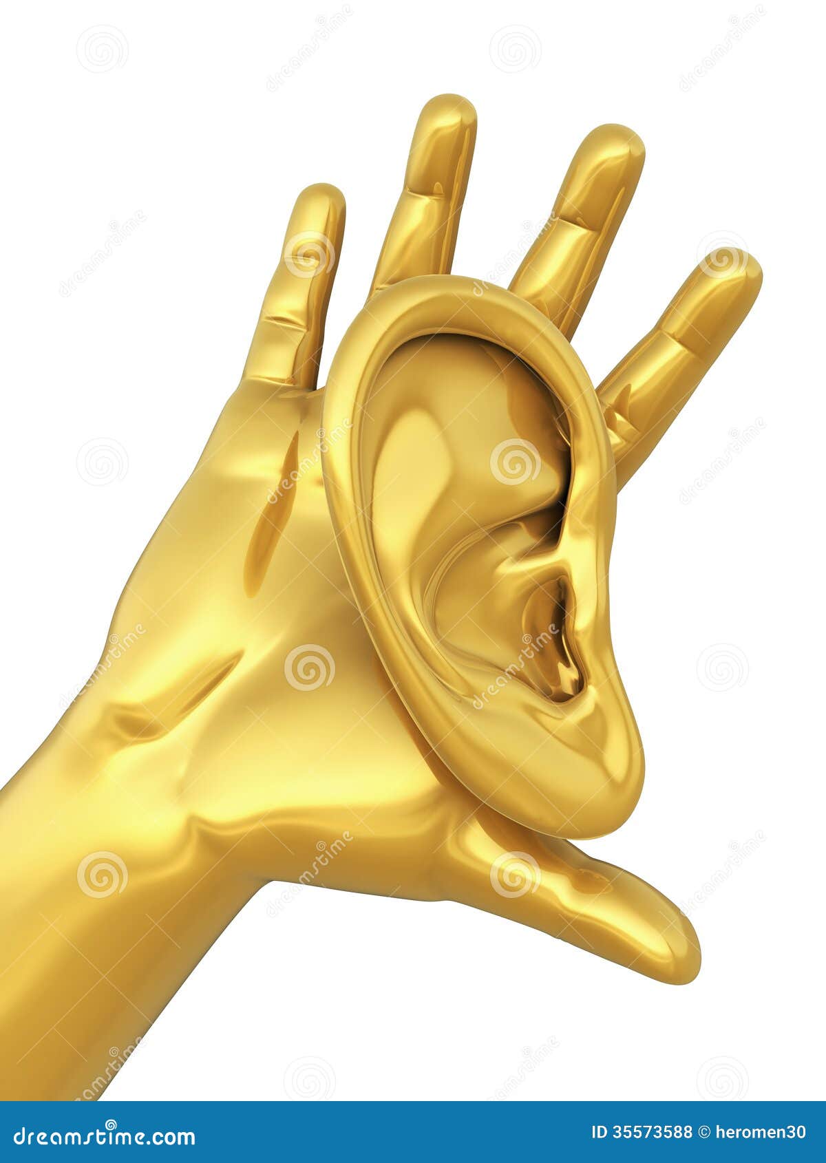 Human ear and hand gold stock illustration. Illustration of dimensional ...