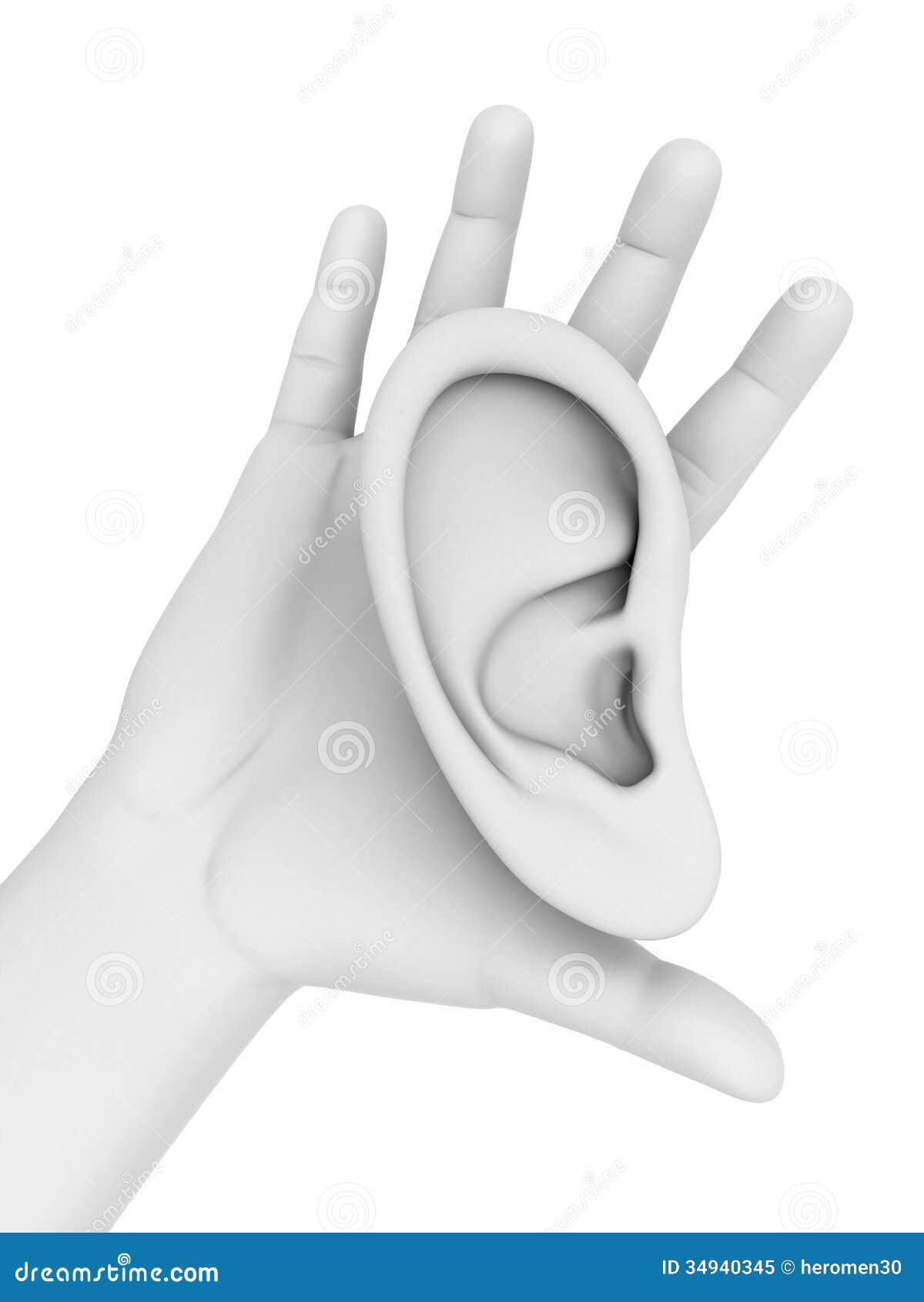Human ear and hand solid stock illustration. Illustration of ...