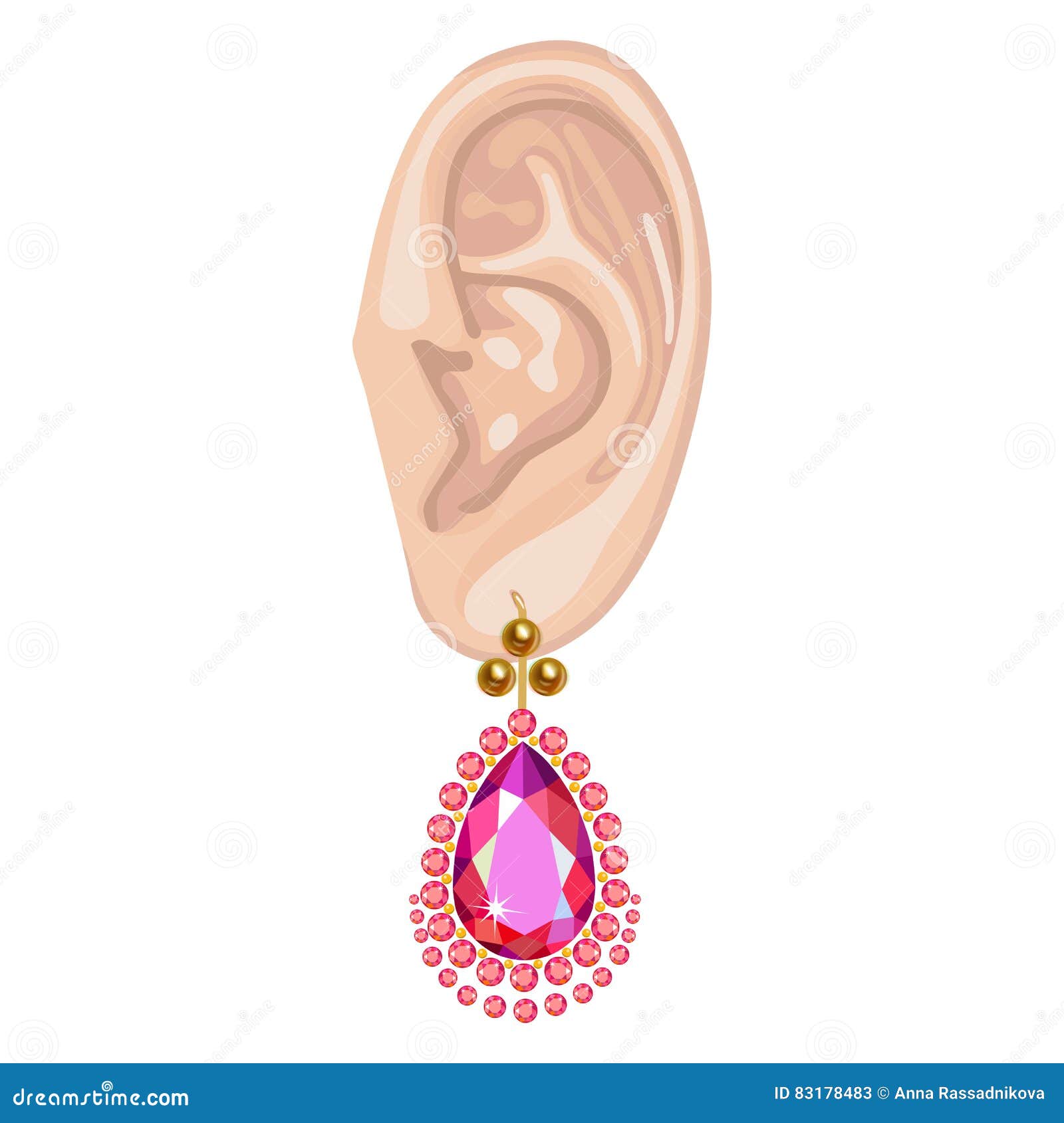 Human Ear & Hanging Earring Stock Vector - Illustration of human ...