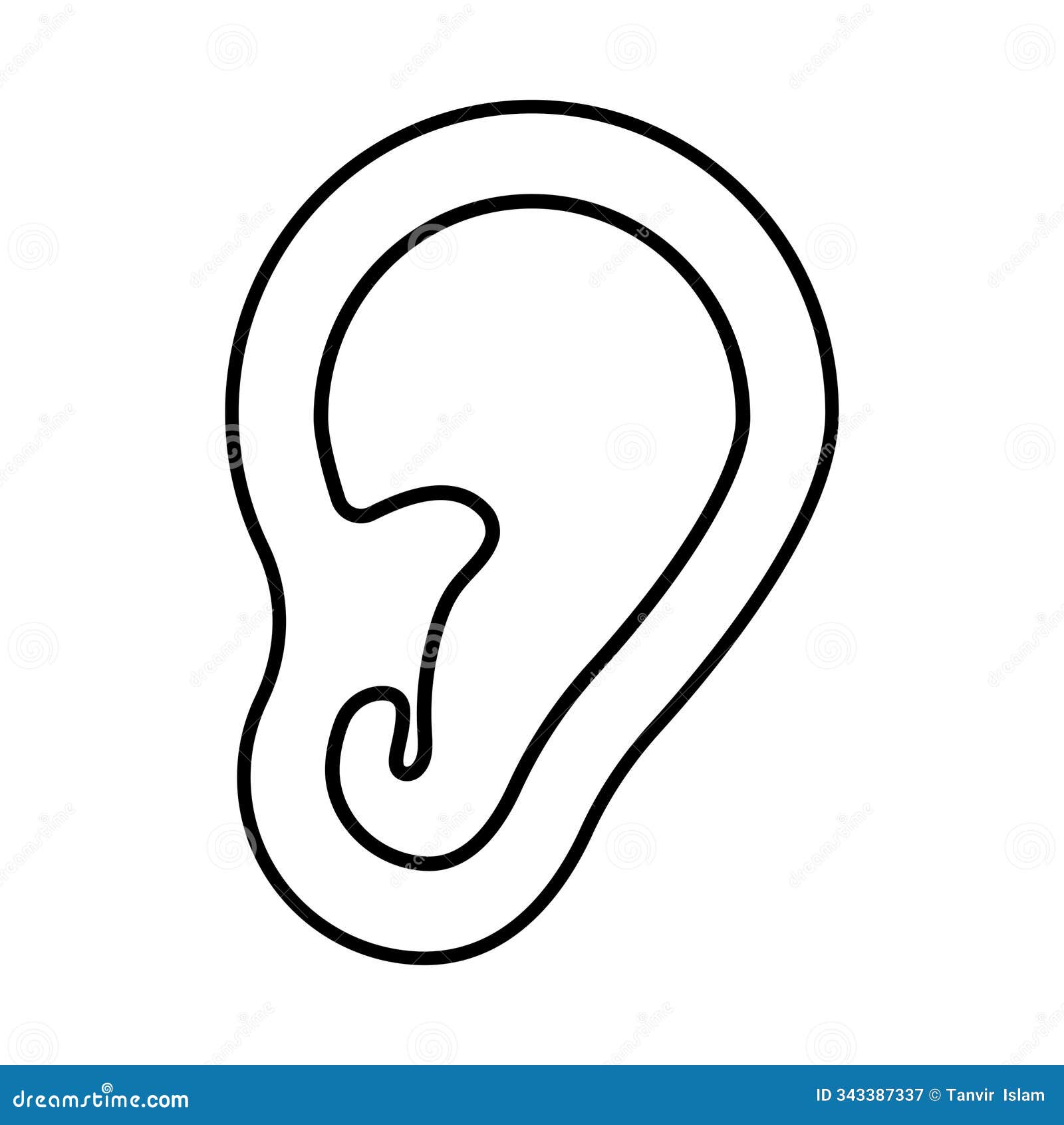 Human Ear Icon in Outline Style Stock Illustration - Illustration of ...