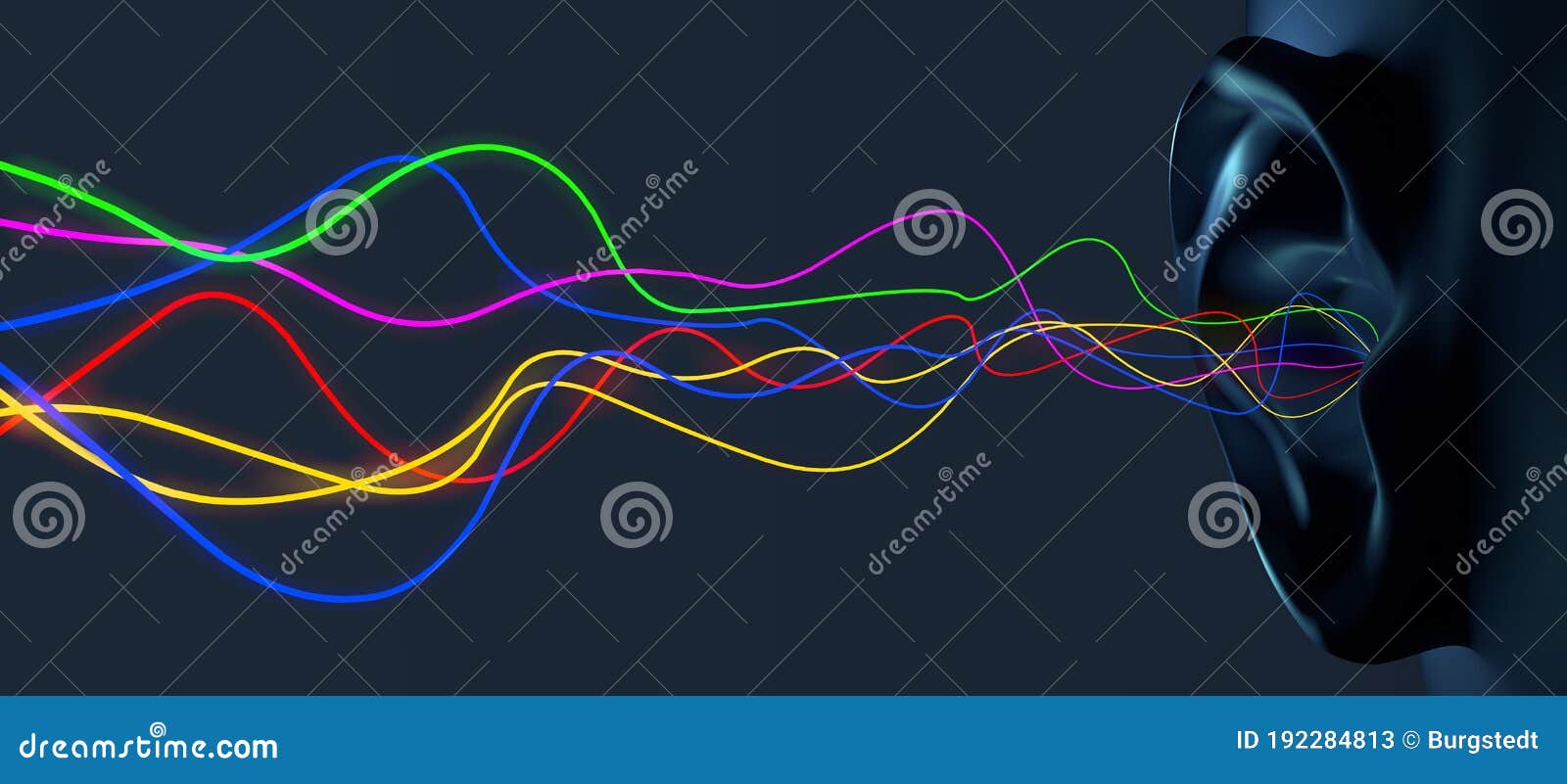 Human Ear with Incoming Vibrations in Different Frequencies Stock ...