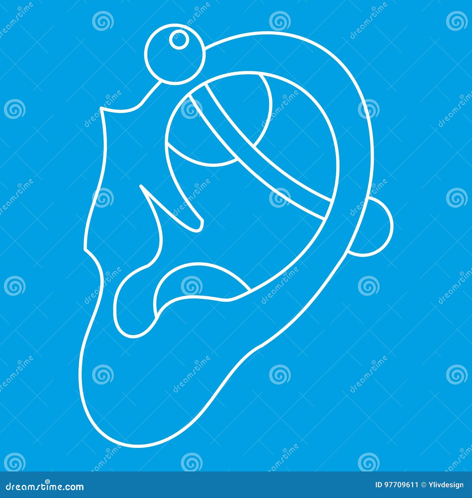 Human Ear with Piercing Icon Outline Stock Vector - Illustration of ...