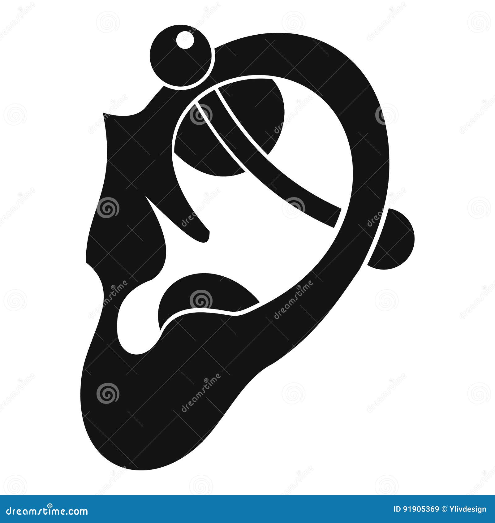 Human Ear with Piercing Icon Simple Stock Vector - Illustration of ...