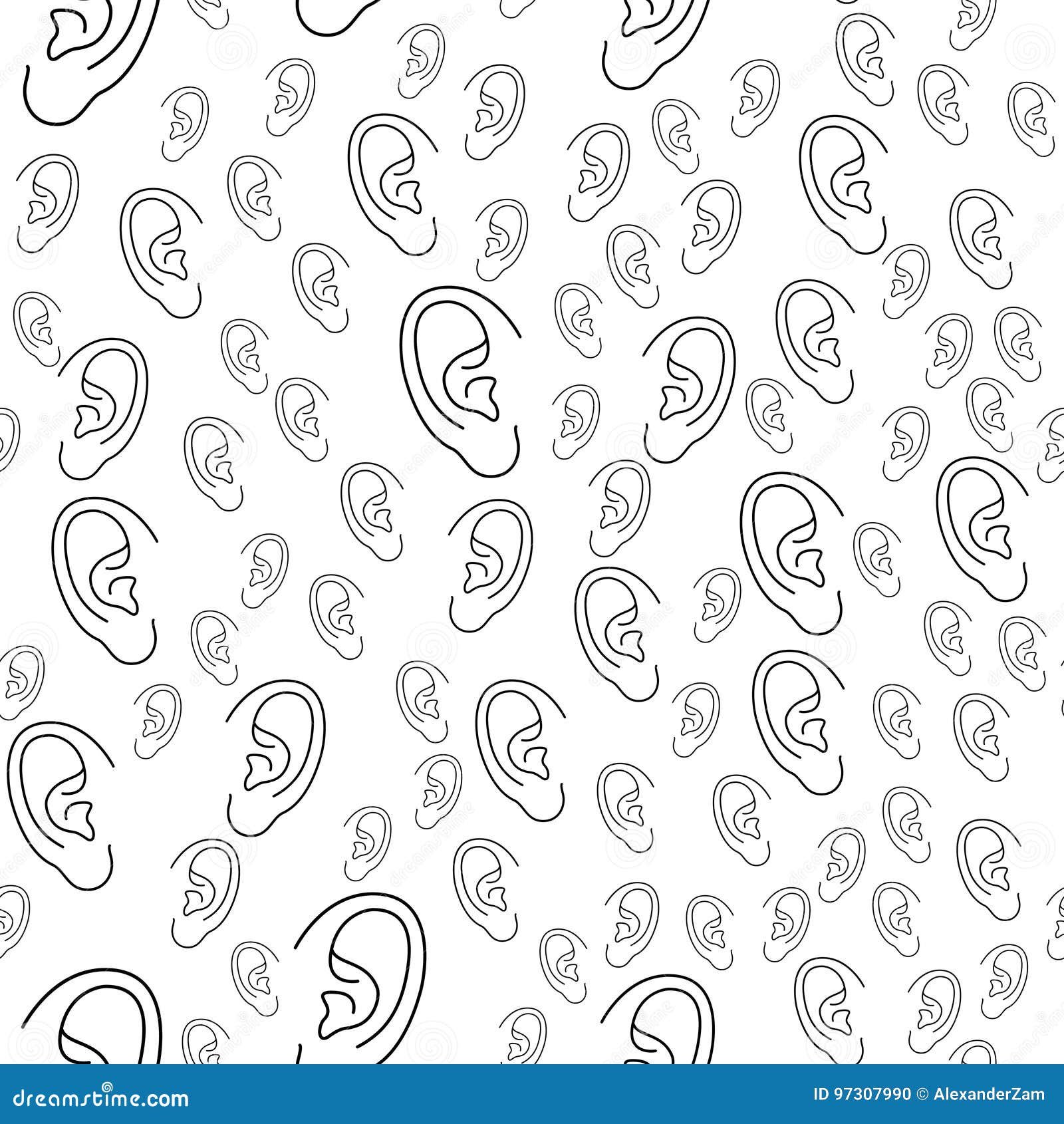 Human ear seamless pattern stock vector. Illustration of deafness ...