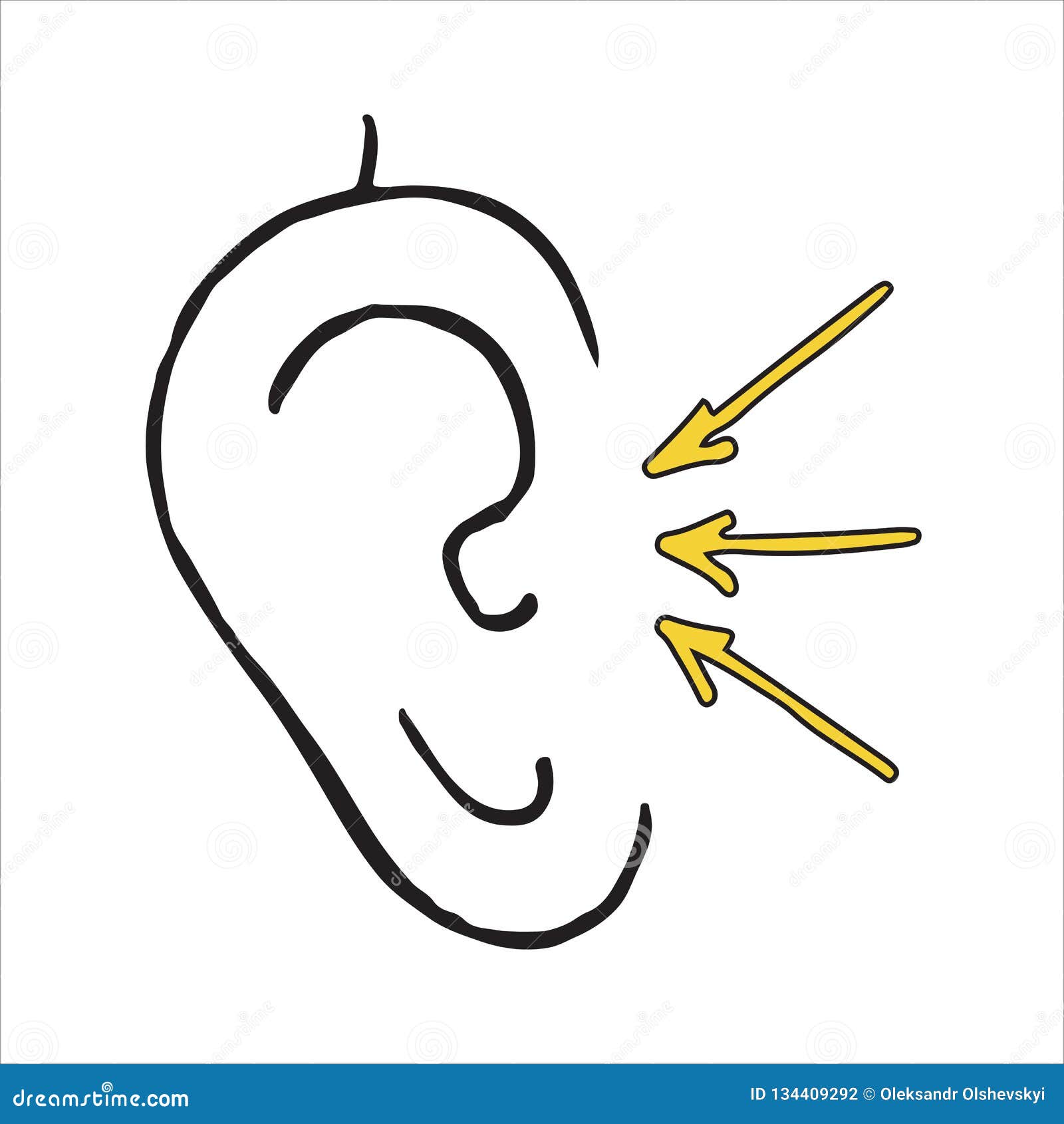 Ear with Sound Waves Hand Drawn Doodle Icon Stock Vector - Illustration ...