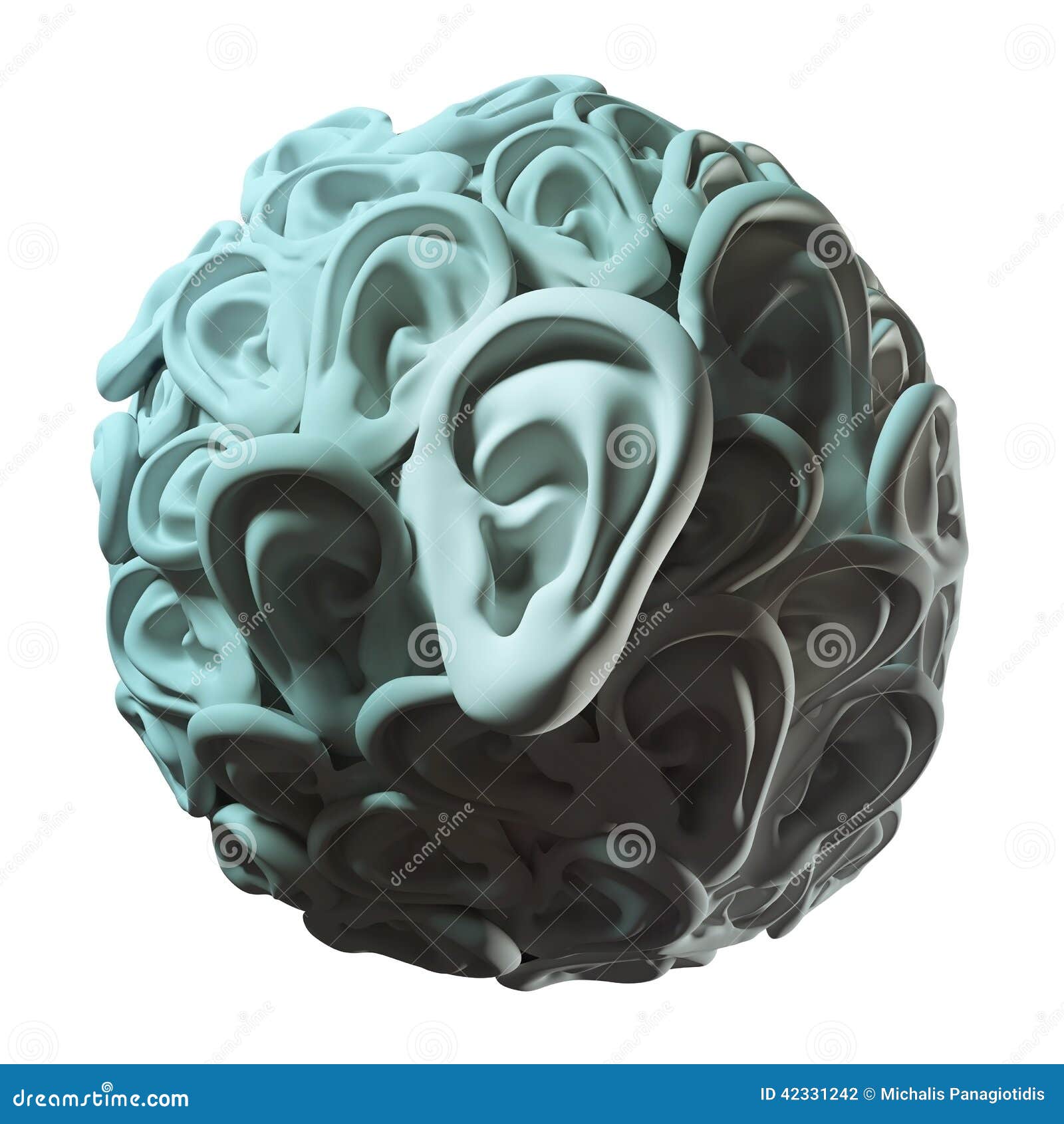 Human ears in ball shape stock illustration. Illustration of biology ...