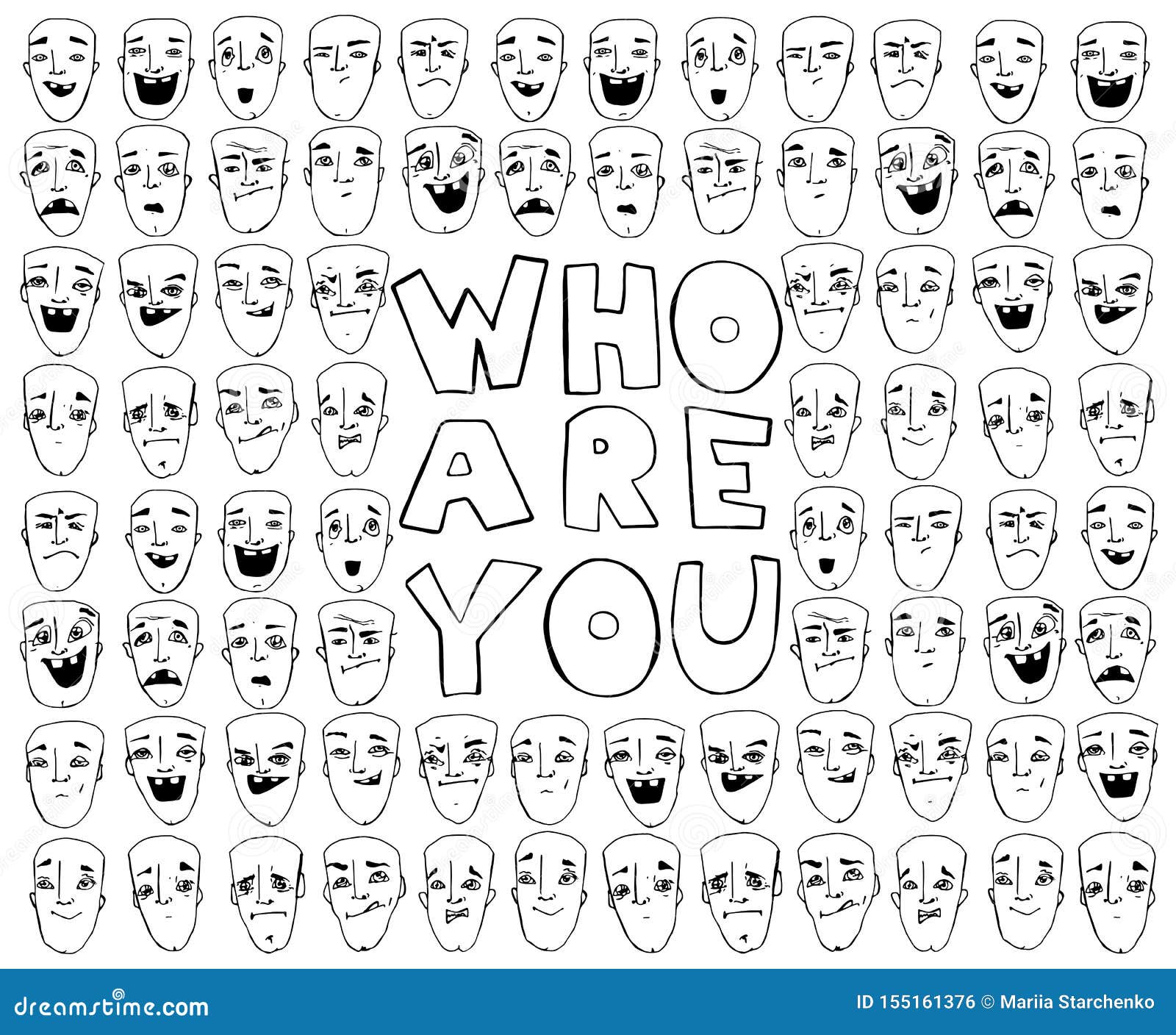 Human Emotions in Cartoon Style on White Background. Vector Stock ...