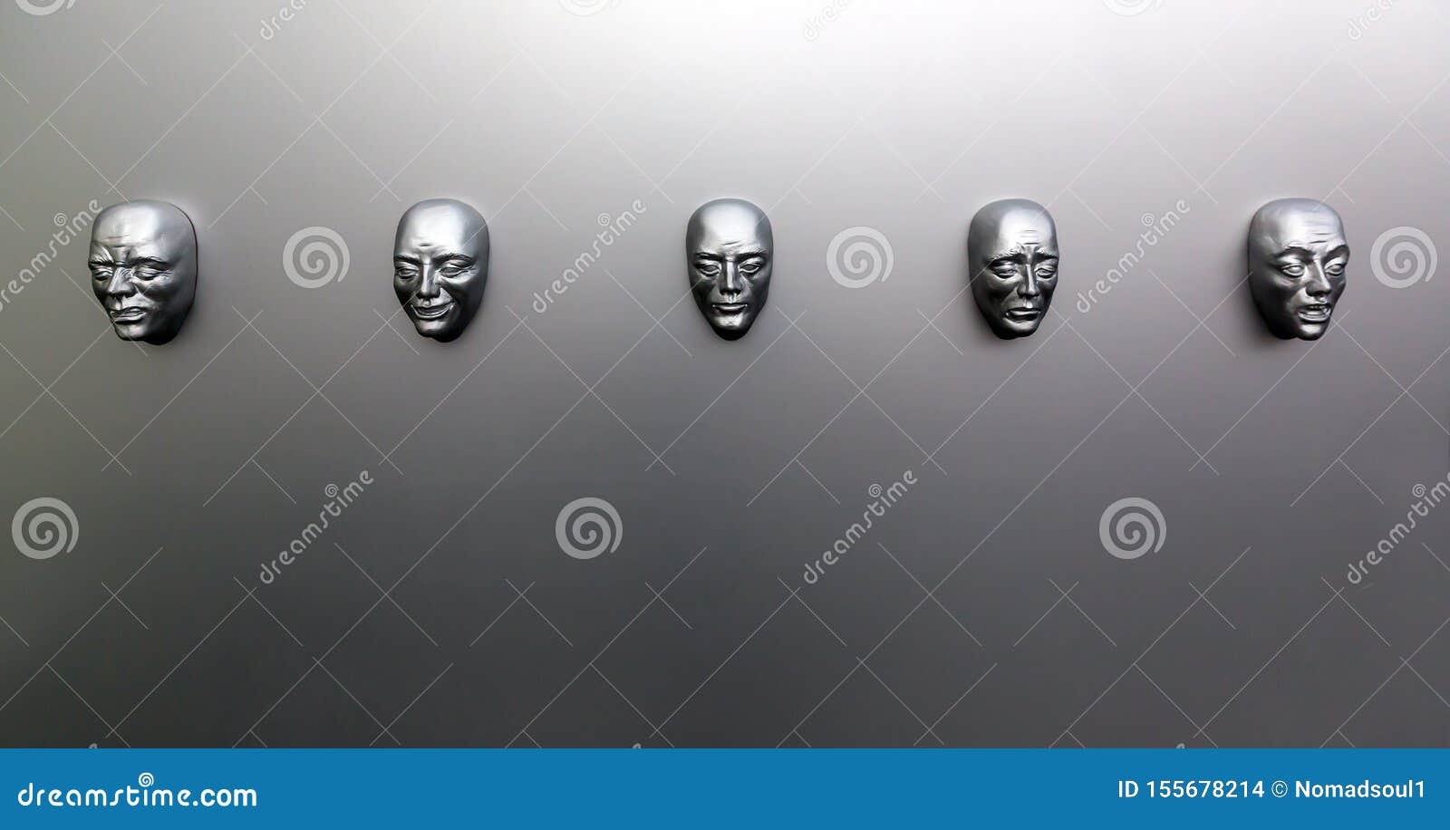 Human Emotions, Sculptural Mask, Front View Stock Photo - Image of ...