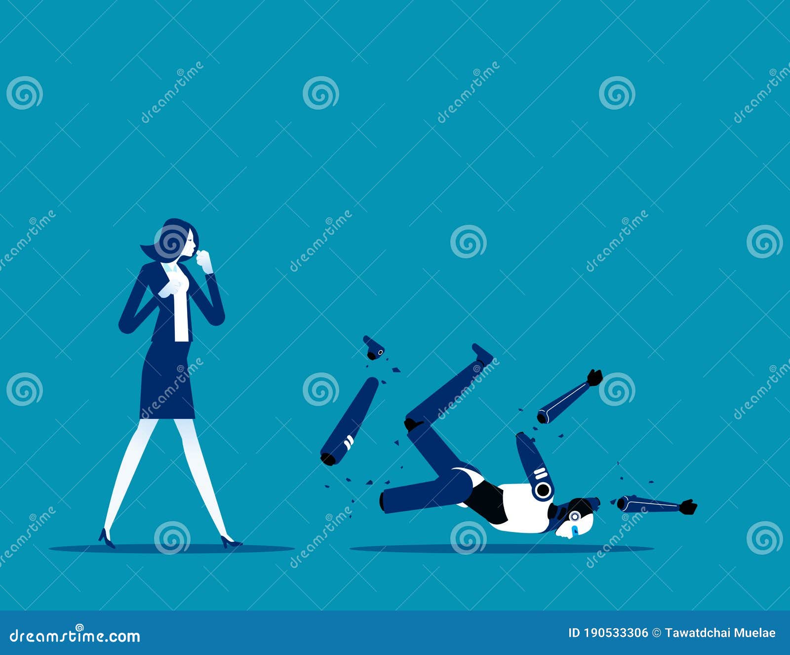 Human Employee Vs. Artificial Intelligence. Boxing Gloves Hits A Robot ...