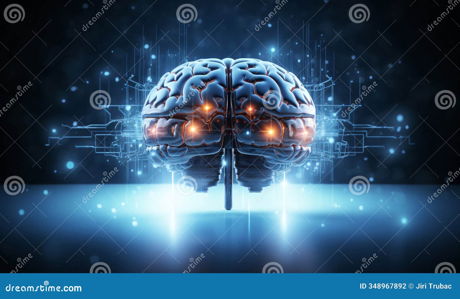Human Enhanced Brain. Best Idea Concept. With Dark Blue Background. Low ...