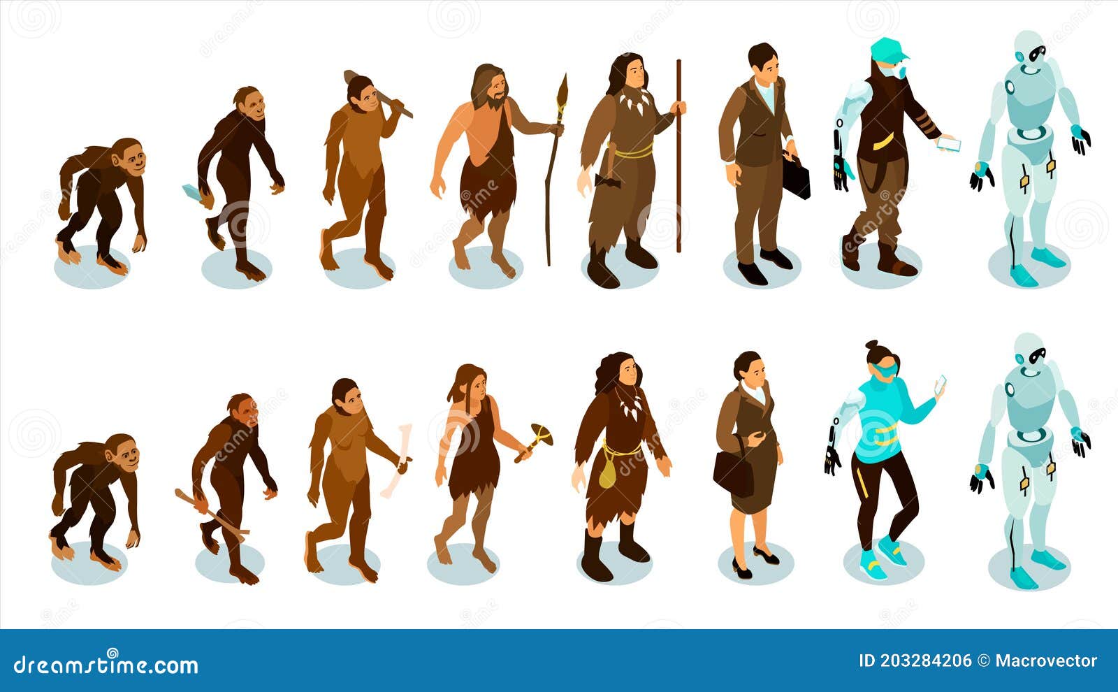 Human Evolution Isometric Icons Stock Vector - Illustration of ...