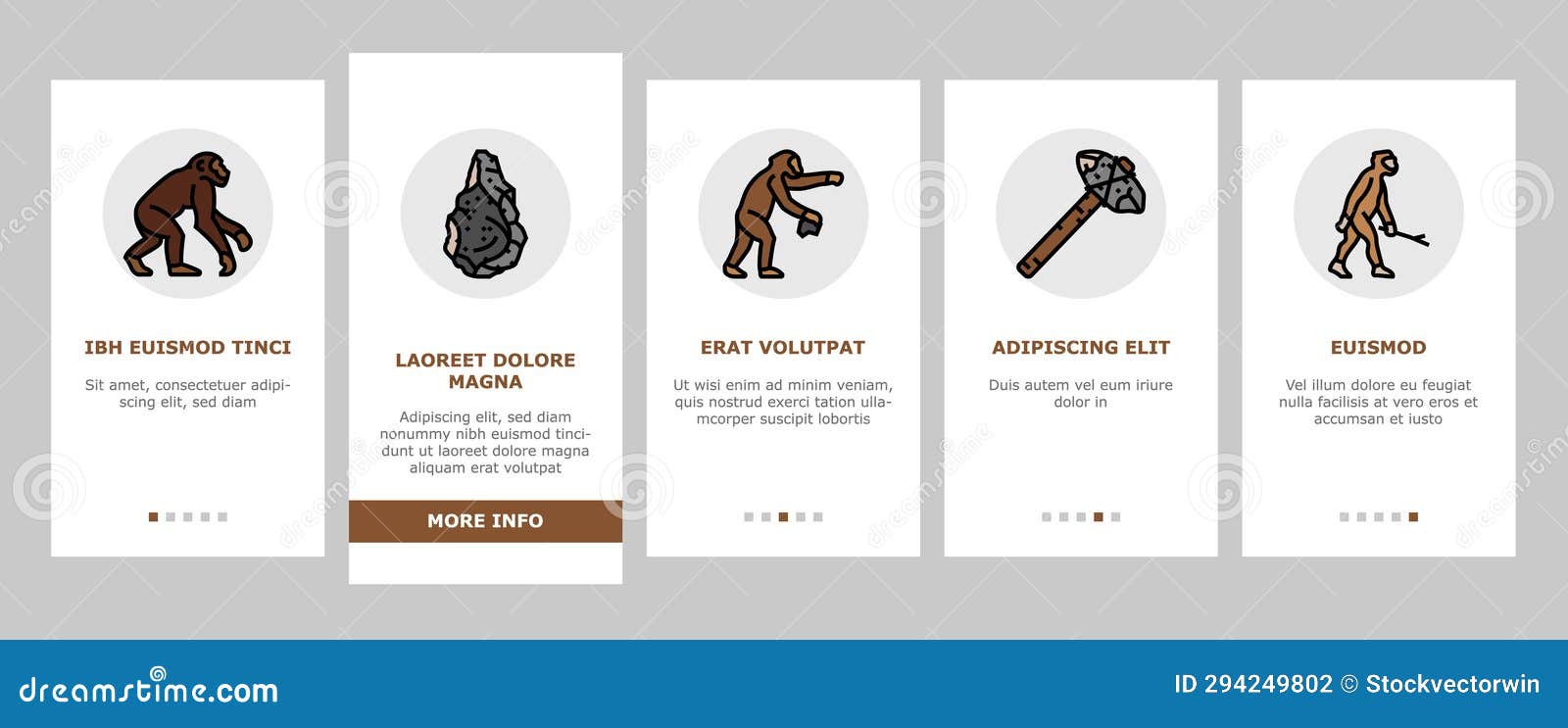 Human Evolution Man Caveman Onboarding Icons Set Vector Stock Vector ...