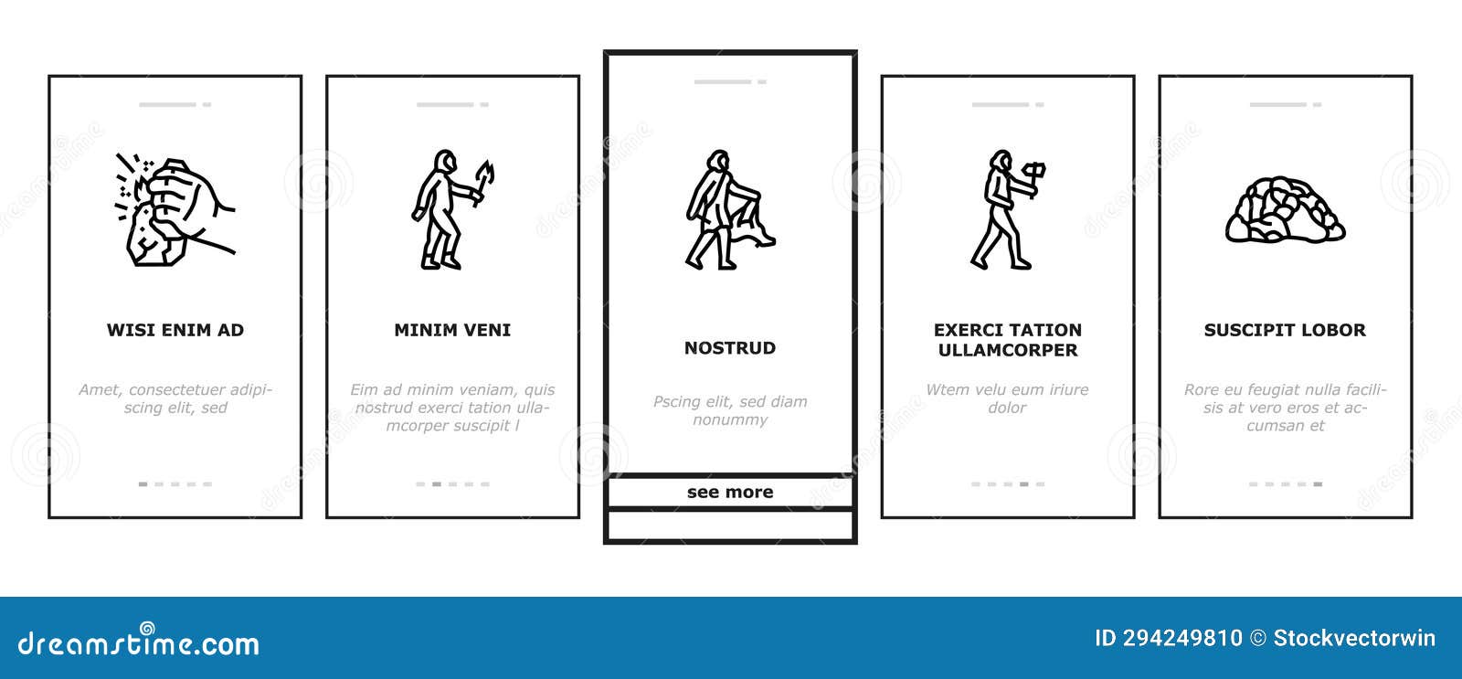 Human Evolution Man Caveman Onboarding Icons Set Vector Stock Vector ...