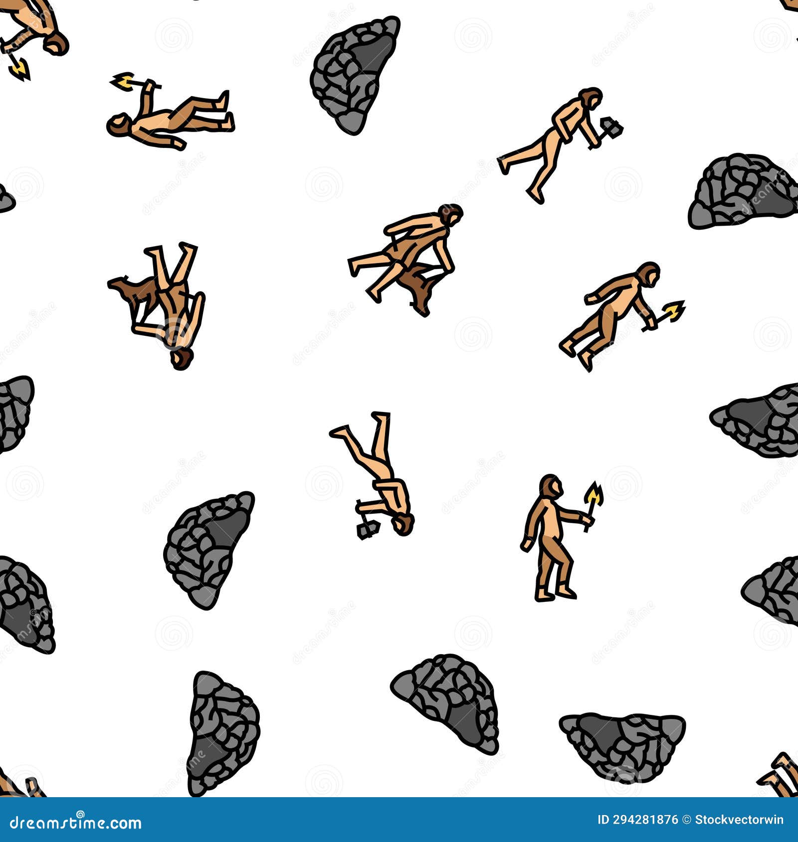 Human Evolution Man Caveman Seamless Pattern Stock Illustration ...