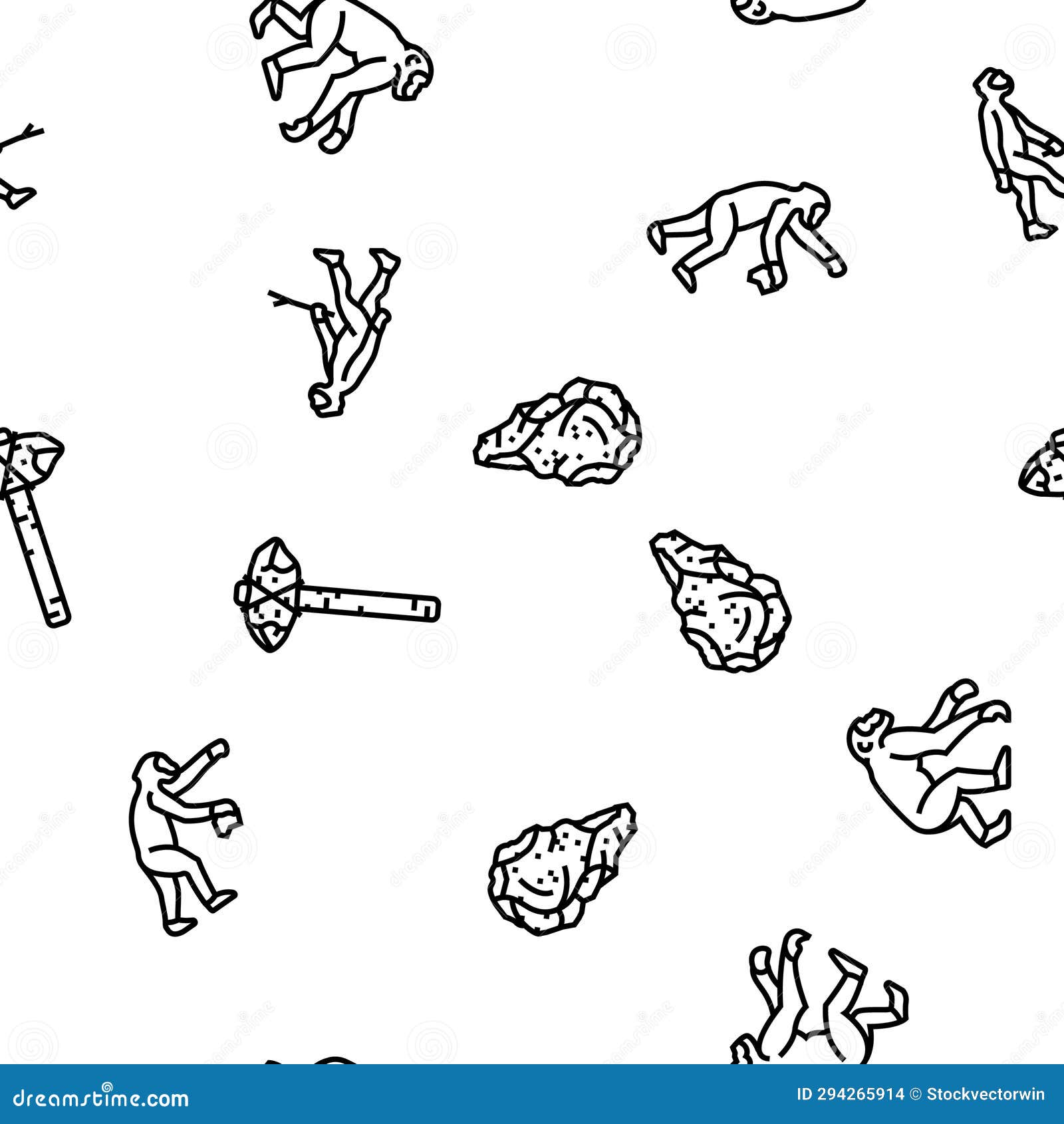 Human Evolution Man Caveman Seamless Pattern Stock Illustration ...