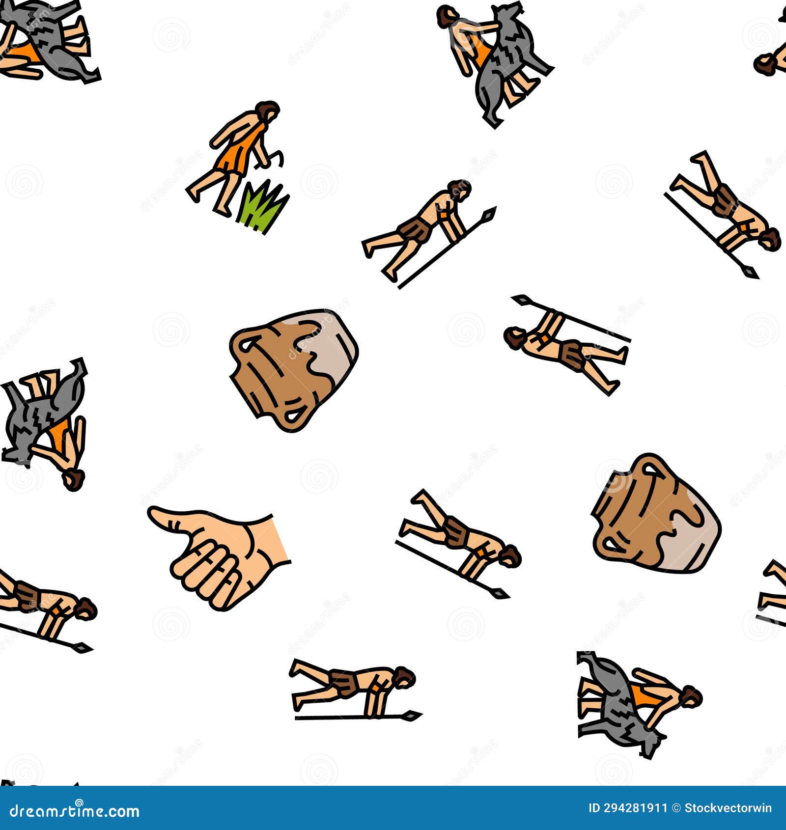 Human Evolution Man Caveman Vector Seamless Pattern Stock Vector ...