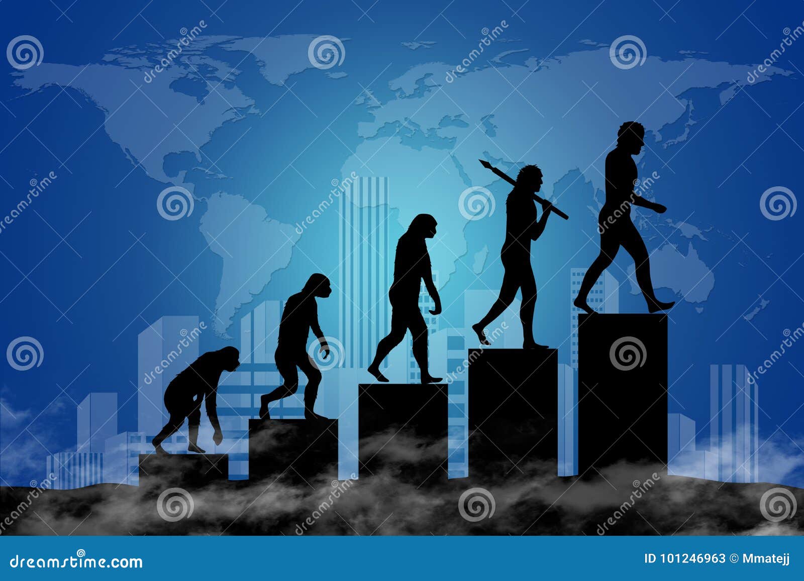Human Evolution into Modern World Stock Illustration - Illustration of ...