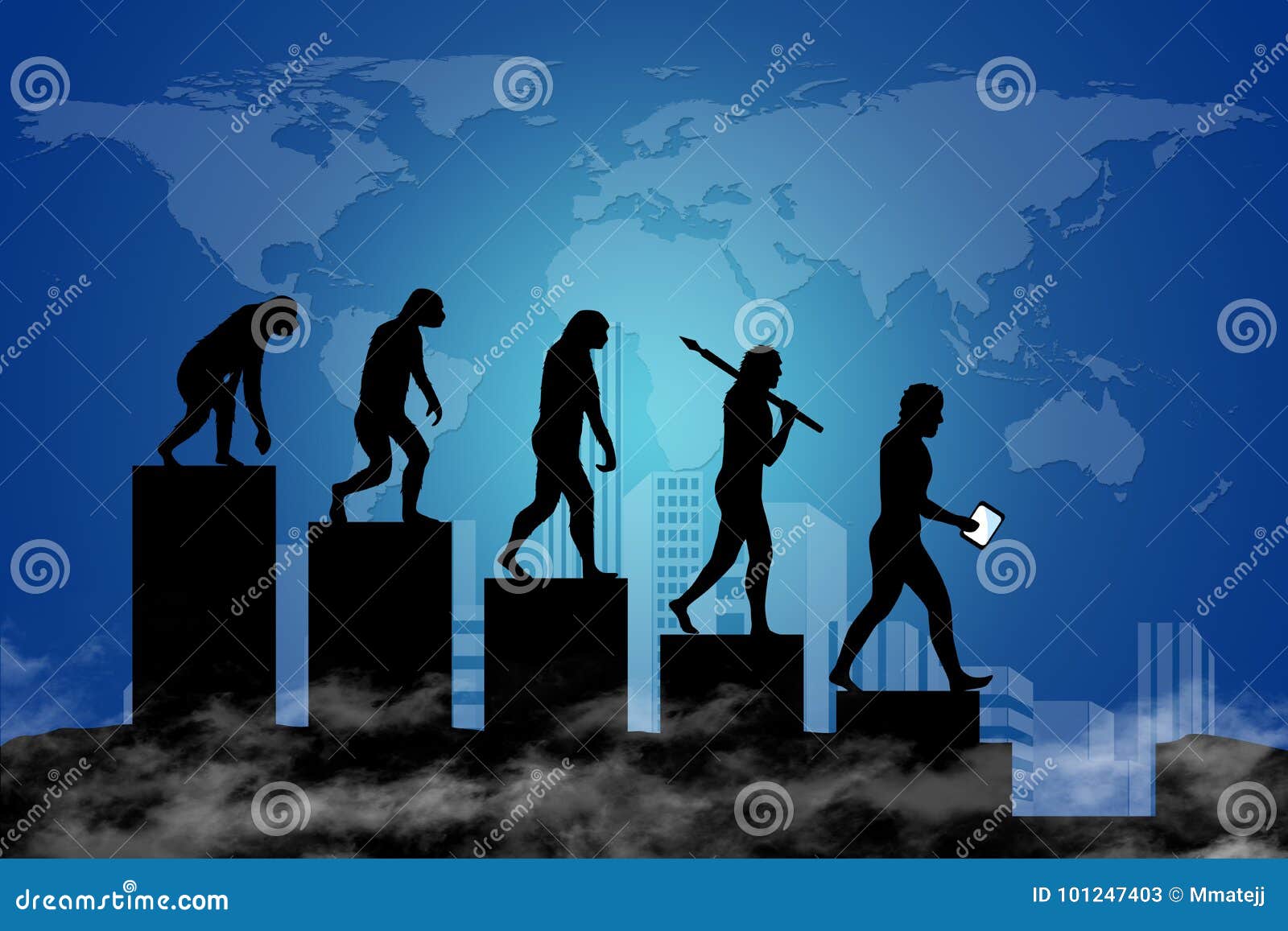 Human Evolution into Modern World Stock Illustration - Illustration of ...