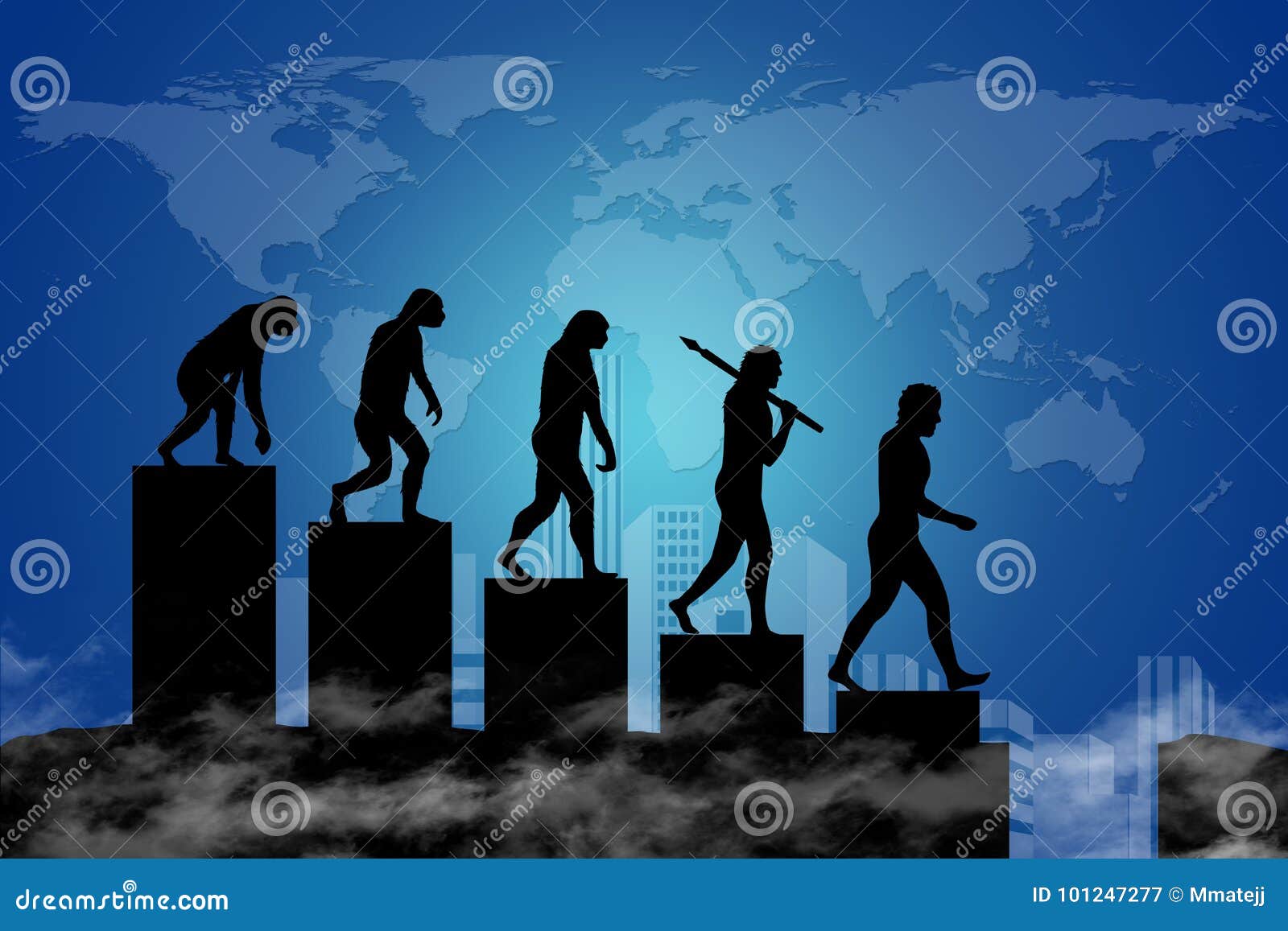 Human Evolution into Modern World Stock Illustration - Illustration of ...