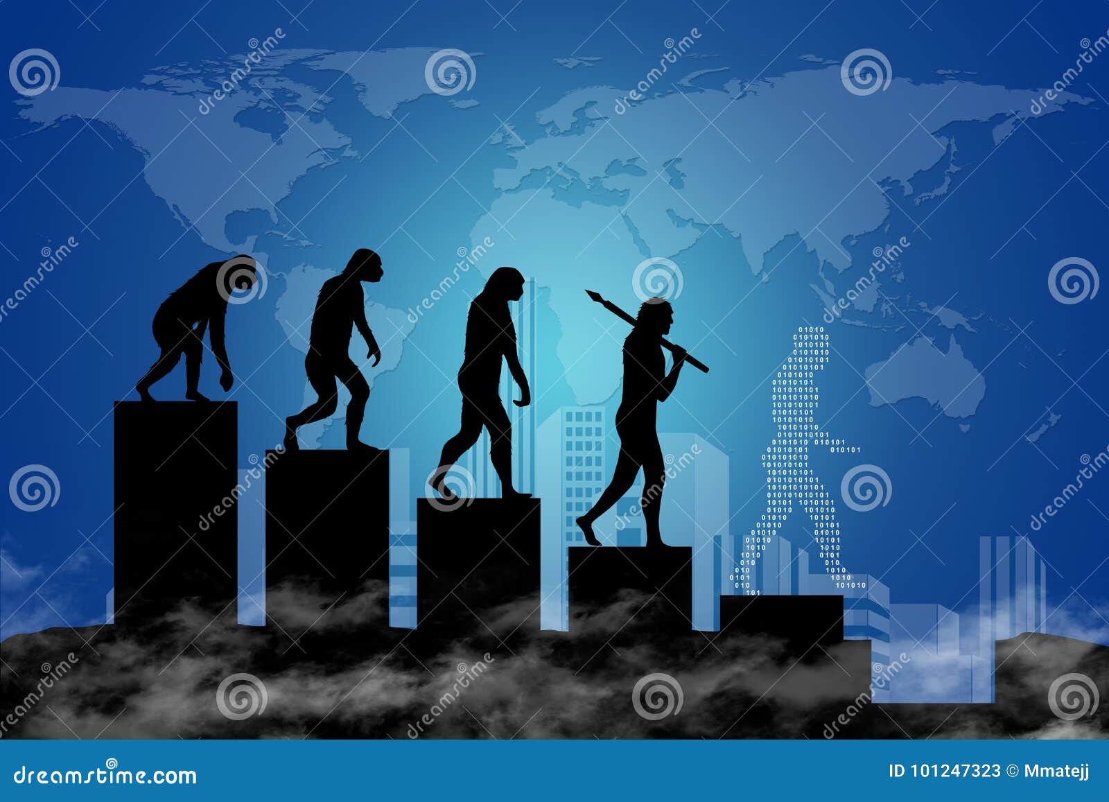 Human Evolution into Modern World Stock Illustration - Illustration of ...