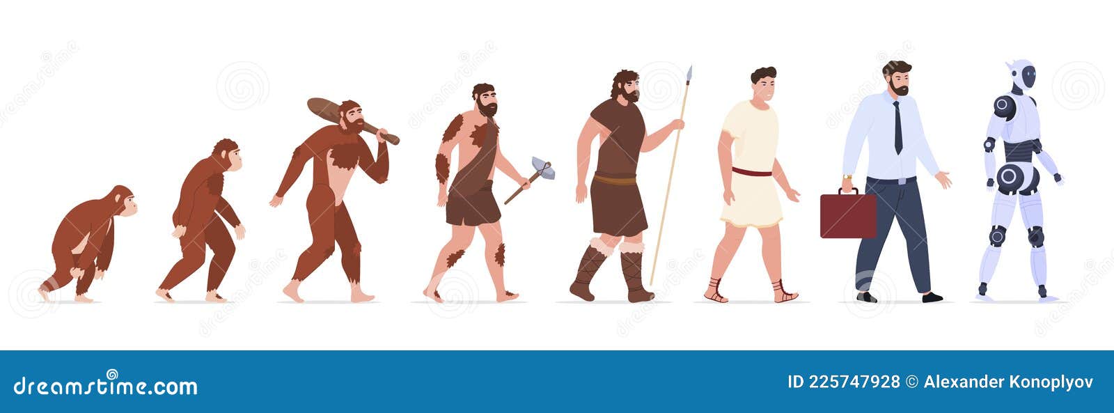 Human Evolution from Monkey To Businessman and Robot Artificial ...