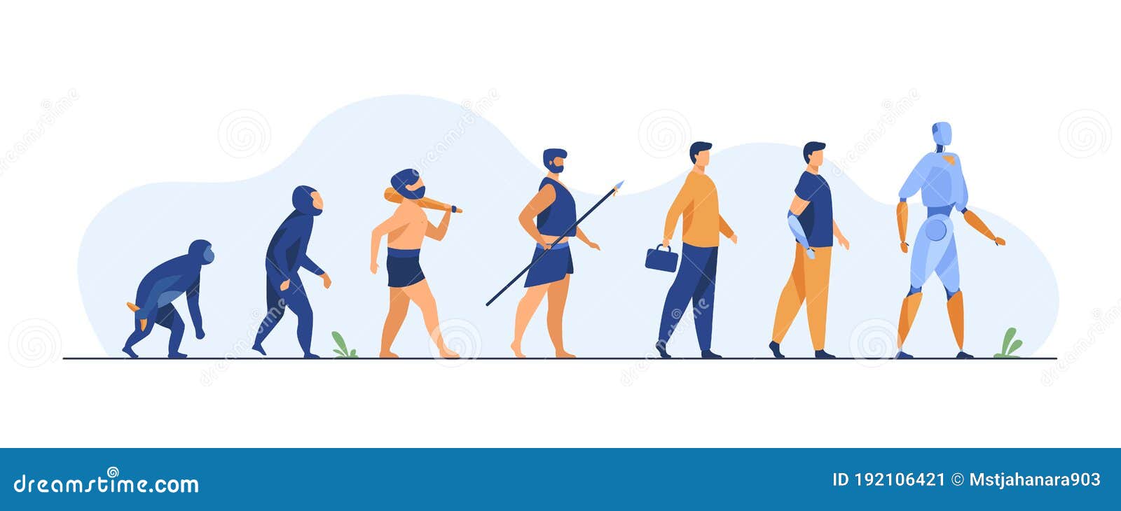 Human Evolution from Monkey To Cyborg Stock Vector - Illustration of ...