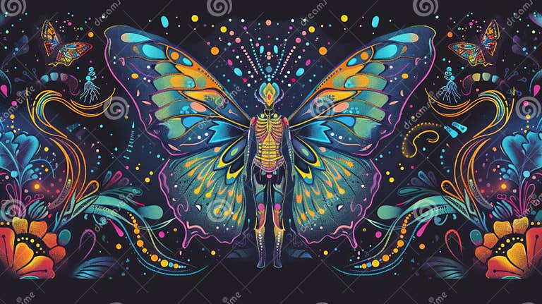 Human Evolution Parallel To Butterfly Life Cycle Stock Image - Image of ...