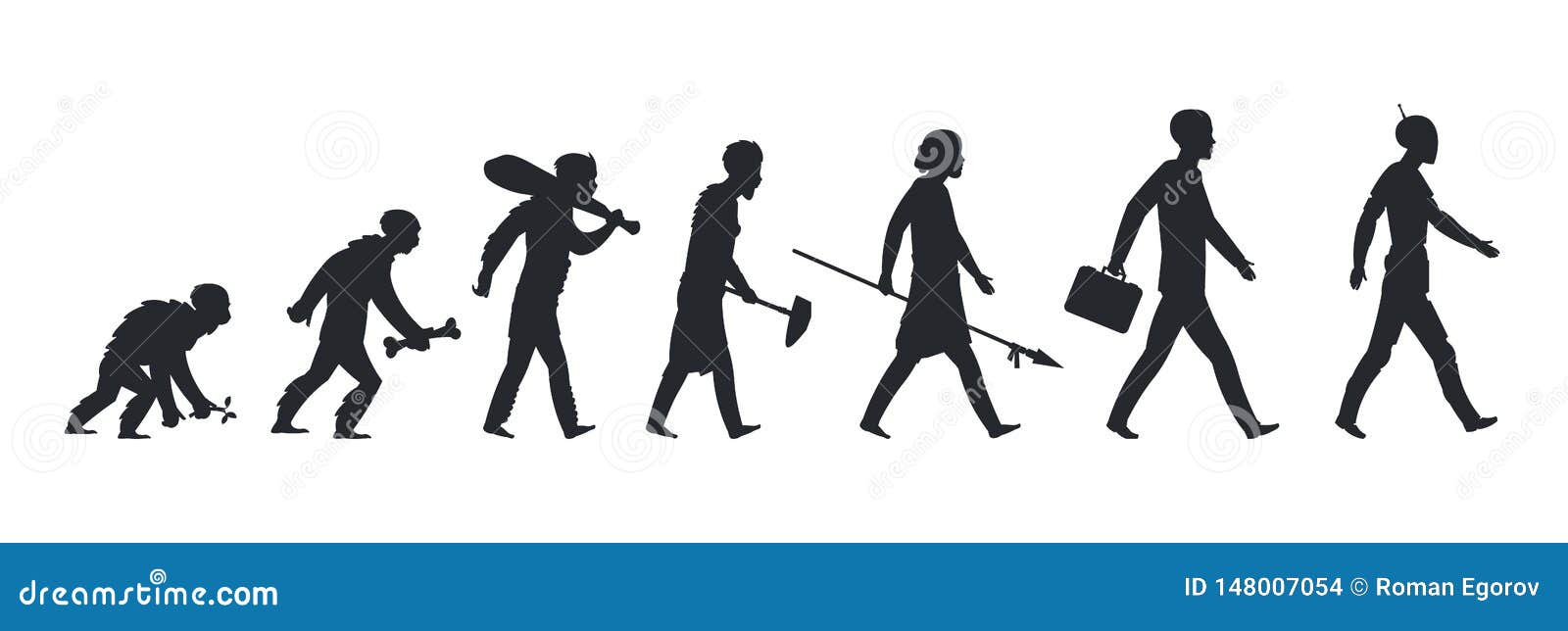 Silhouette Of Theory Of Evolution Of Man Vector Illustration ...
