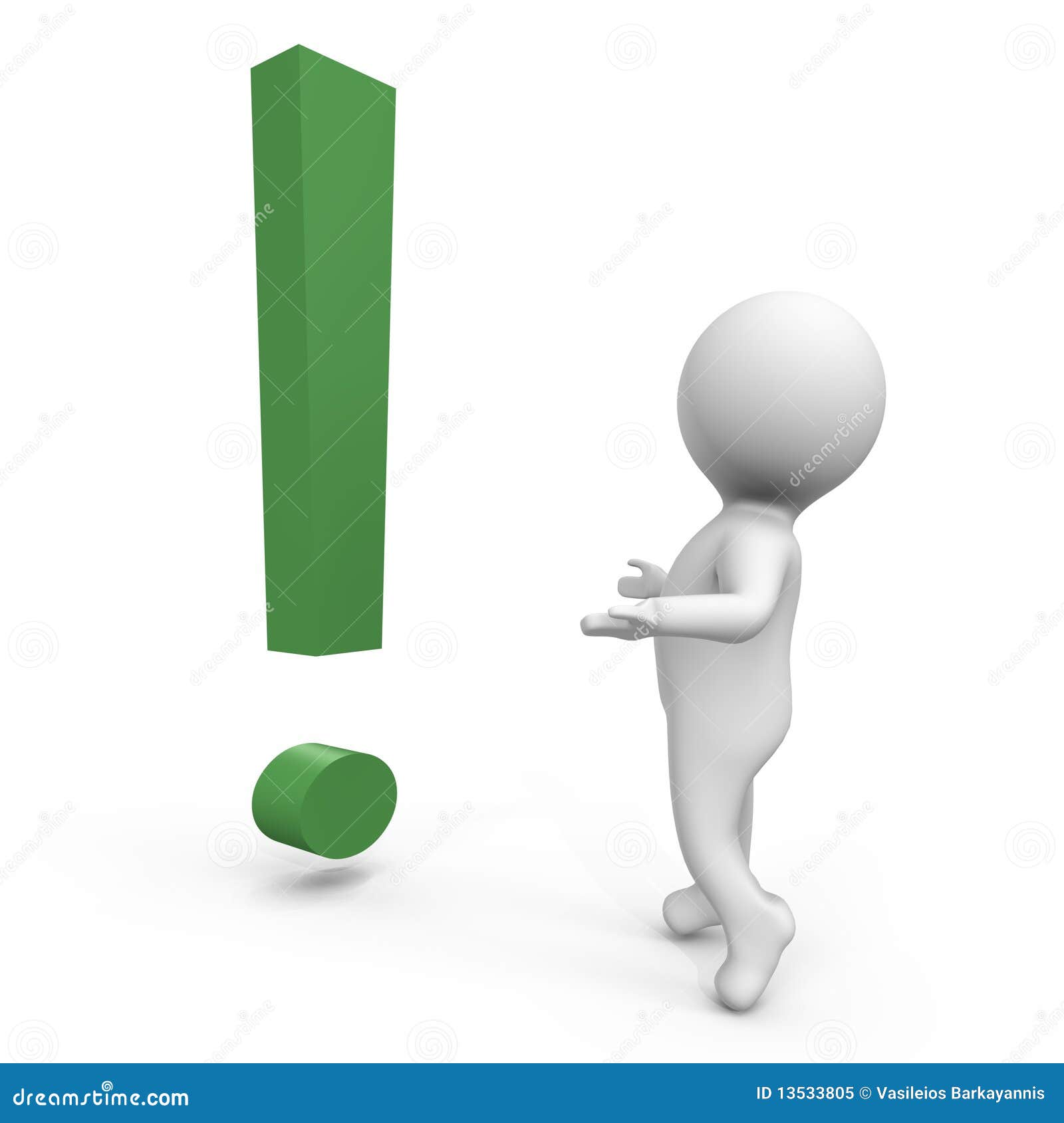 A Human with an Exclamation - a 3d Stock Illustration - Illustration of ...