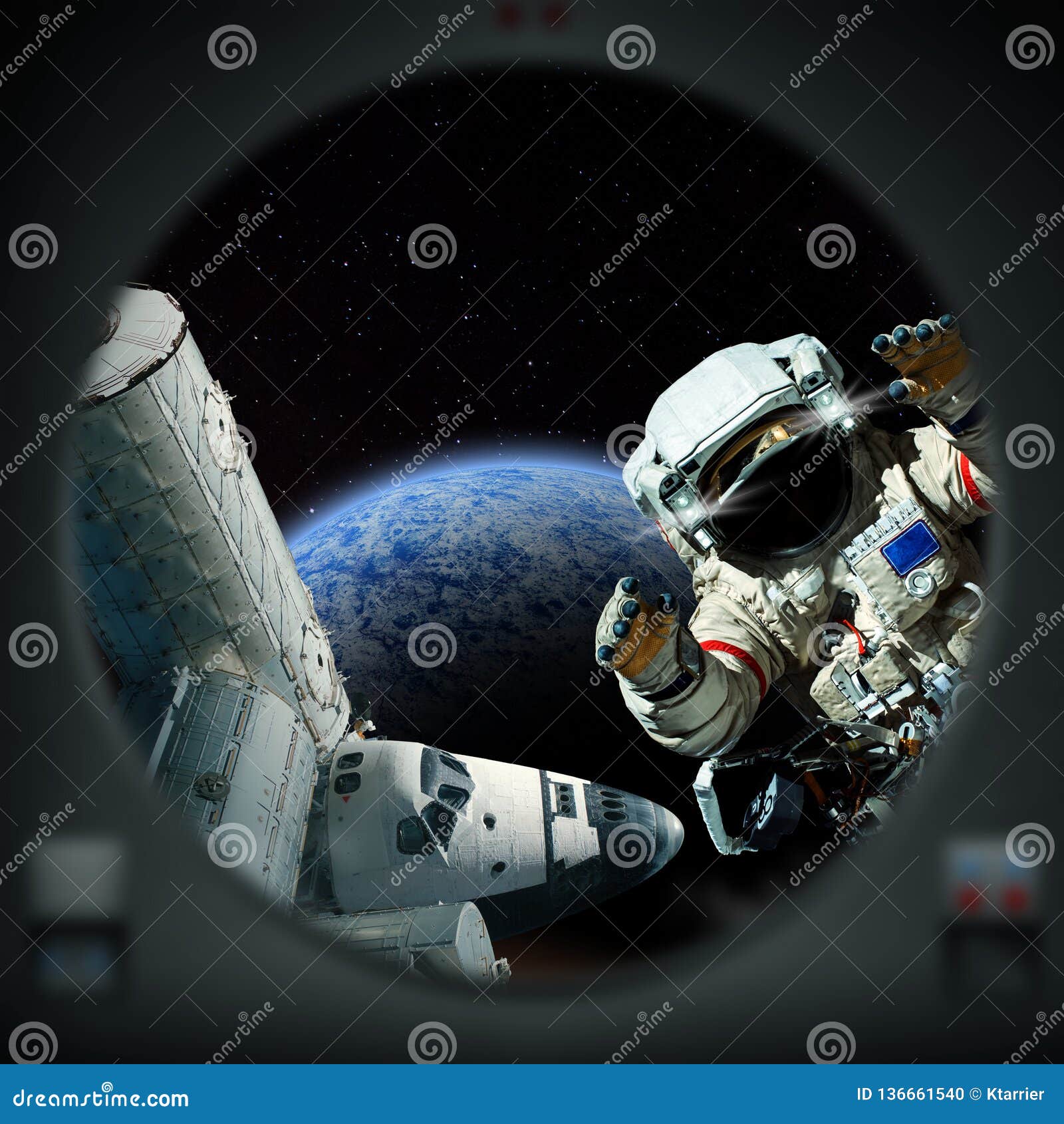 Space Shuttle Astronaut Looking Into Window