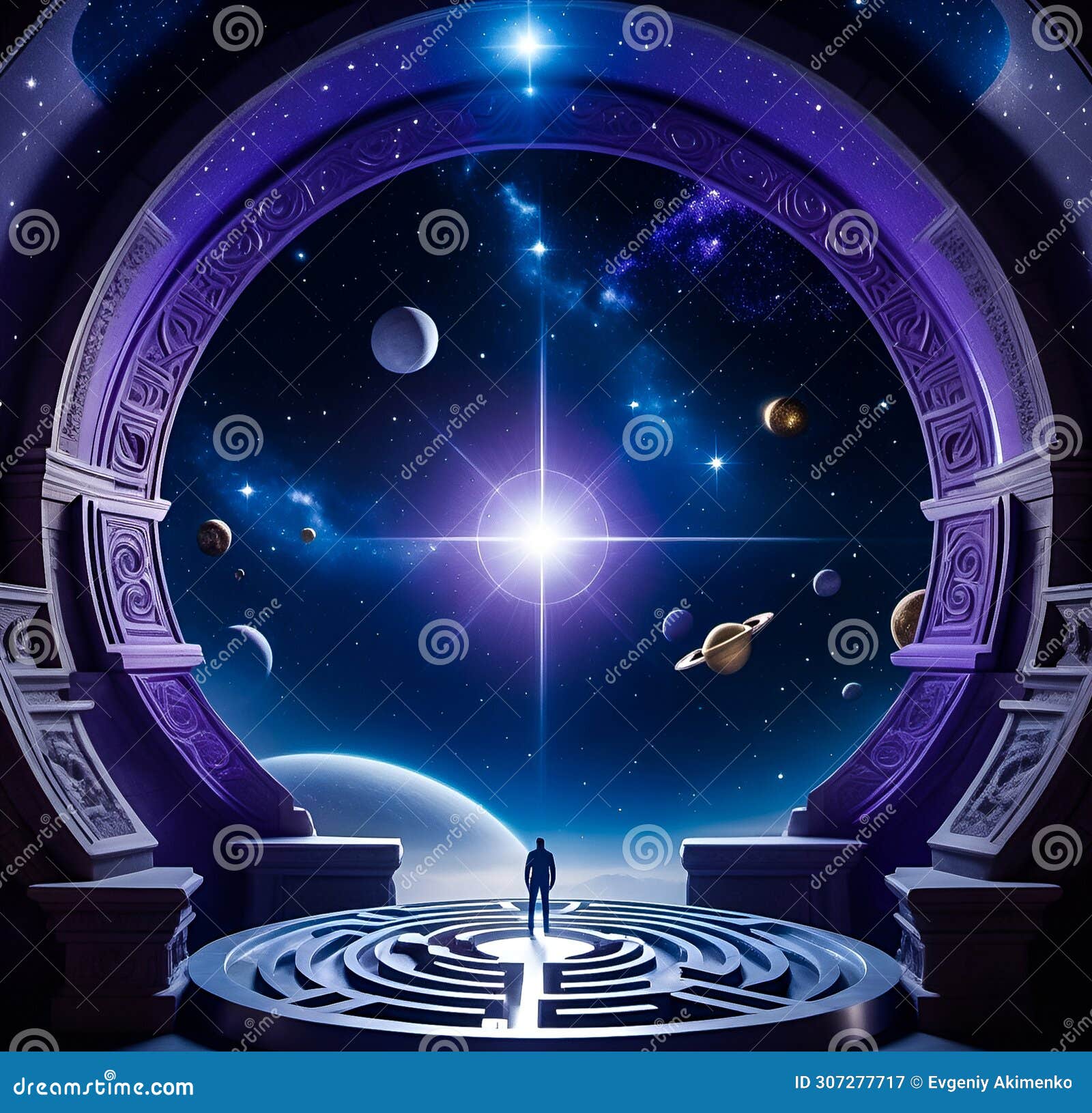 Human Exploration of Space and the Universe Stock Illustration ...
