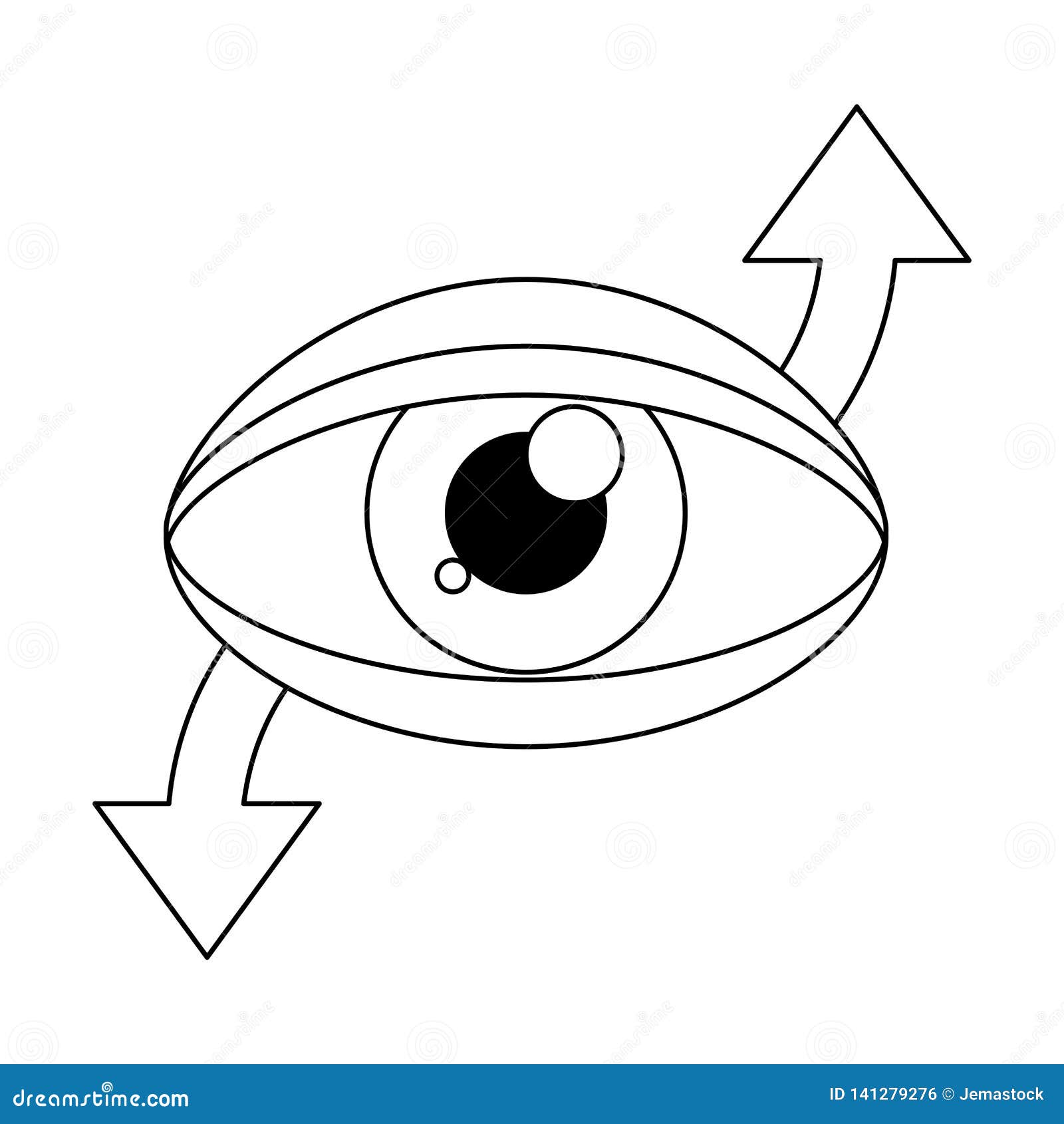 Human Eye with Arrows Symbol in Black and White Stock Vector ...