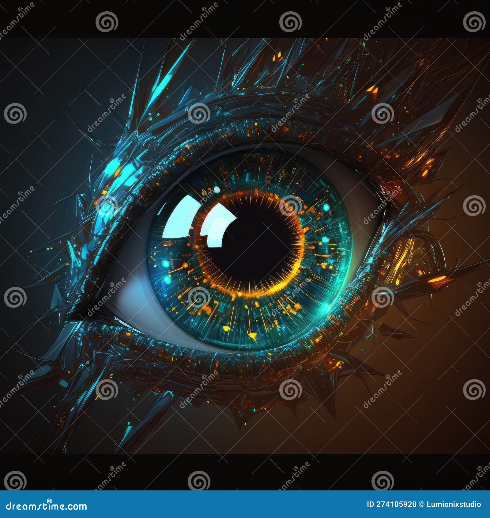 The Human Eye is Blue with a Glare. AI Generative Illustration Stock ...
