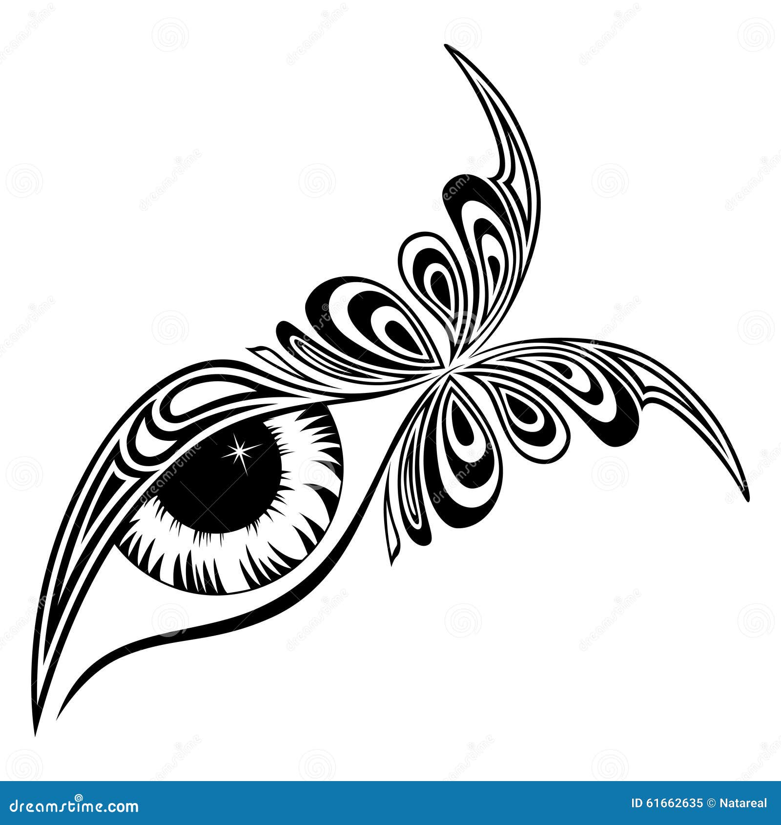 Human Eye with Butterfly Pattern Stock Vector - Illustration of element ...