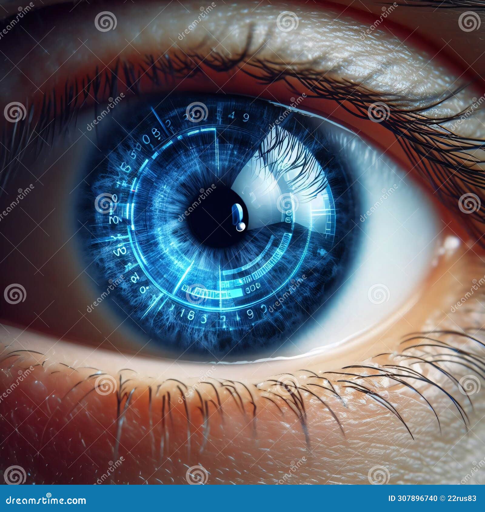 Human Eye Close Up with Digital Infographic Reflection in it Stock ...