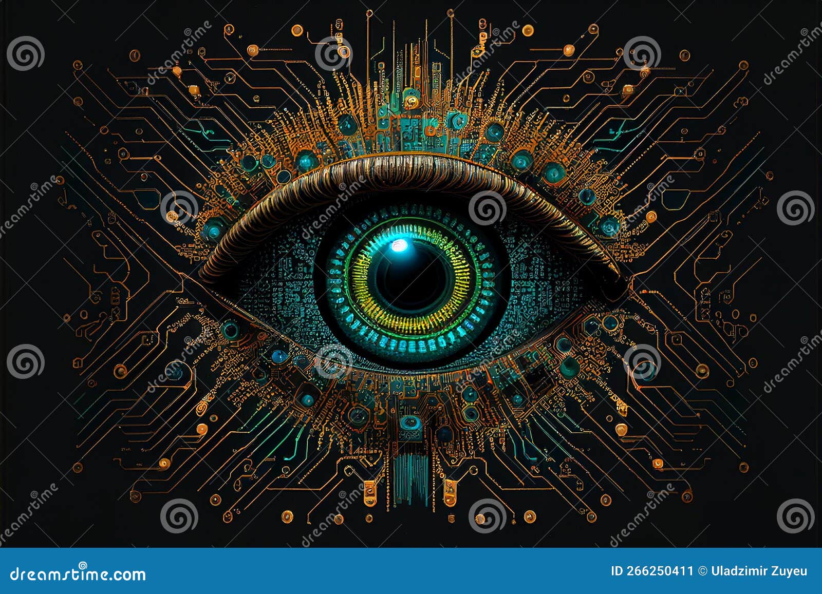 Human Eye Close Up with a Microchip and a Computer Implant.Ai ...