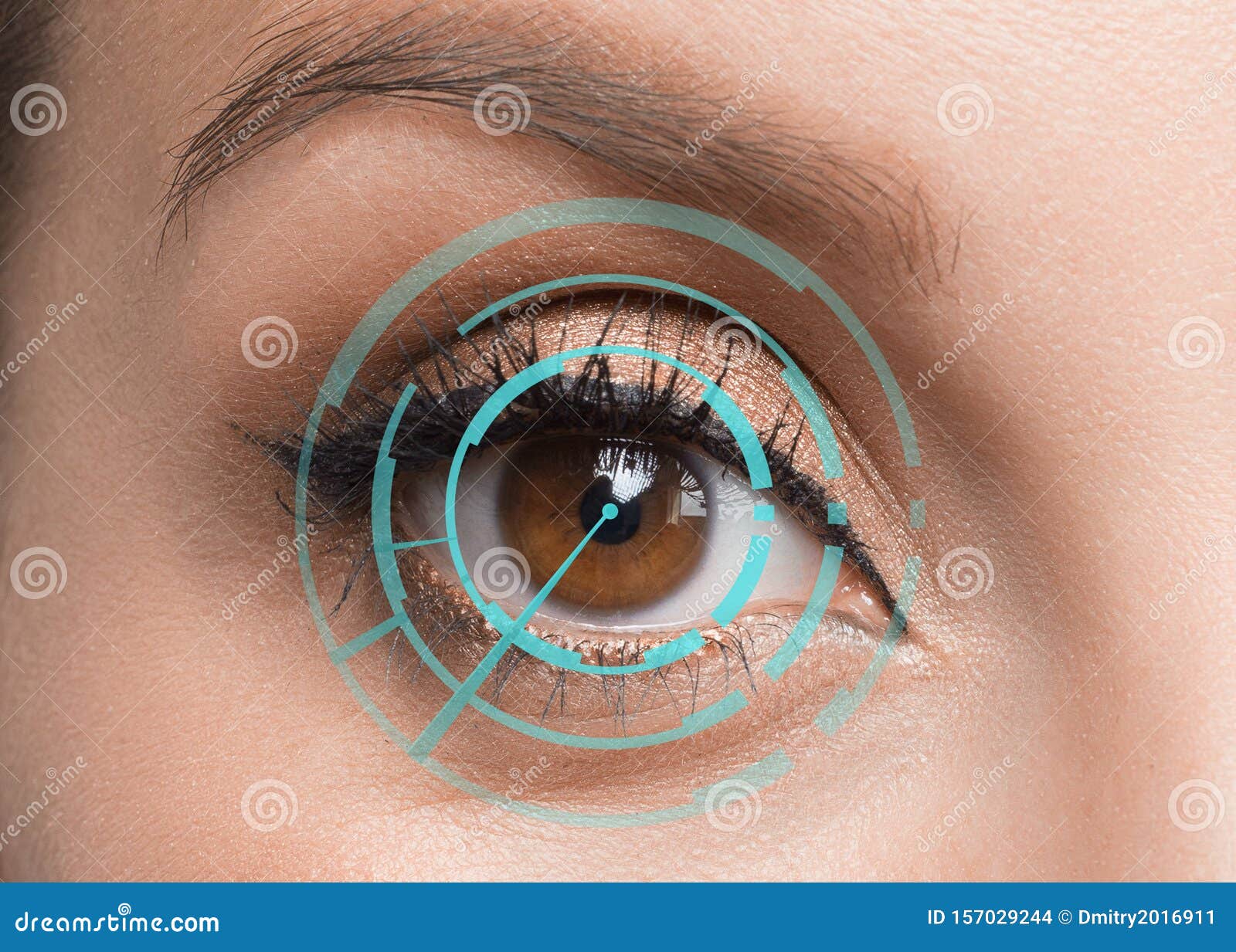 Human Eye Close Up. Retina Identification Concept. Digital Id Concept ...