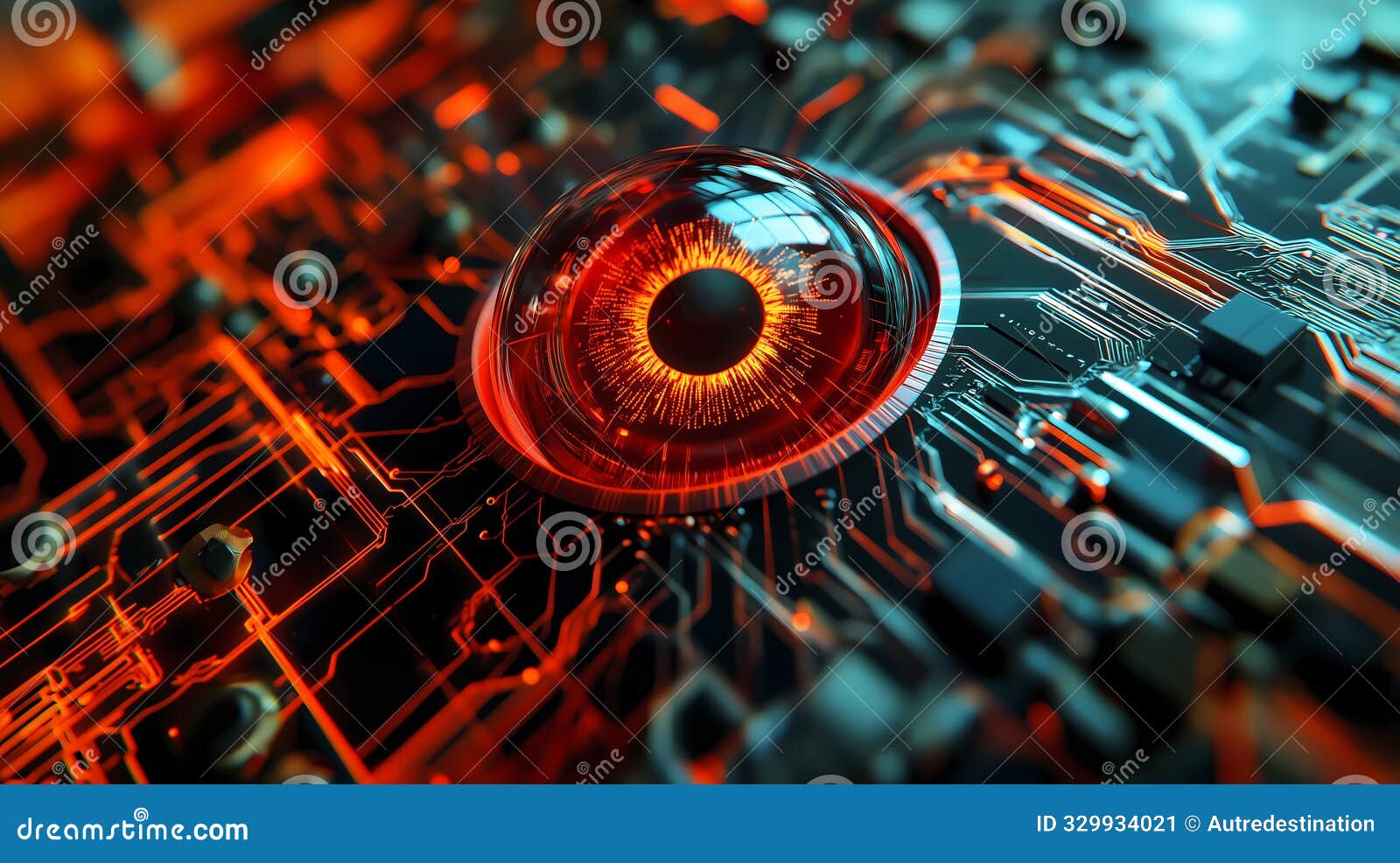 A Human Eye Connected To a Computer, Artificial Intelligence in Action ...
